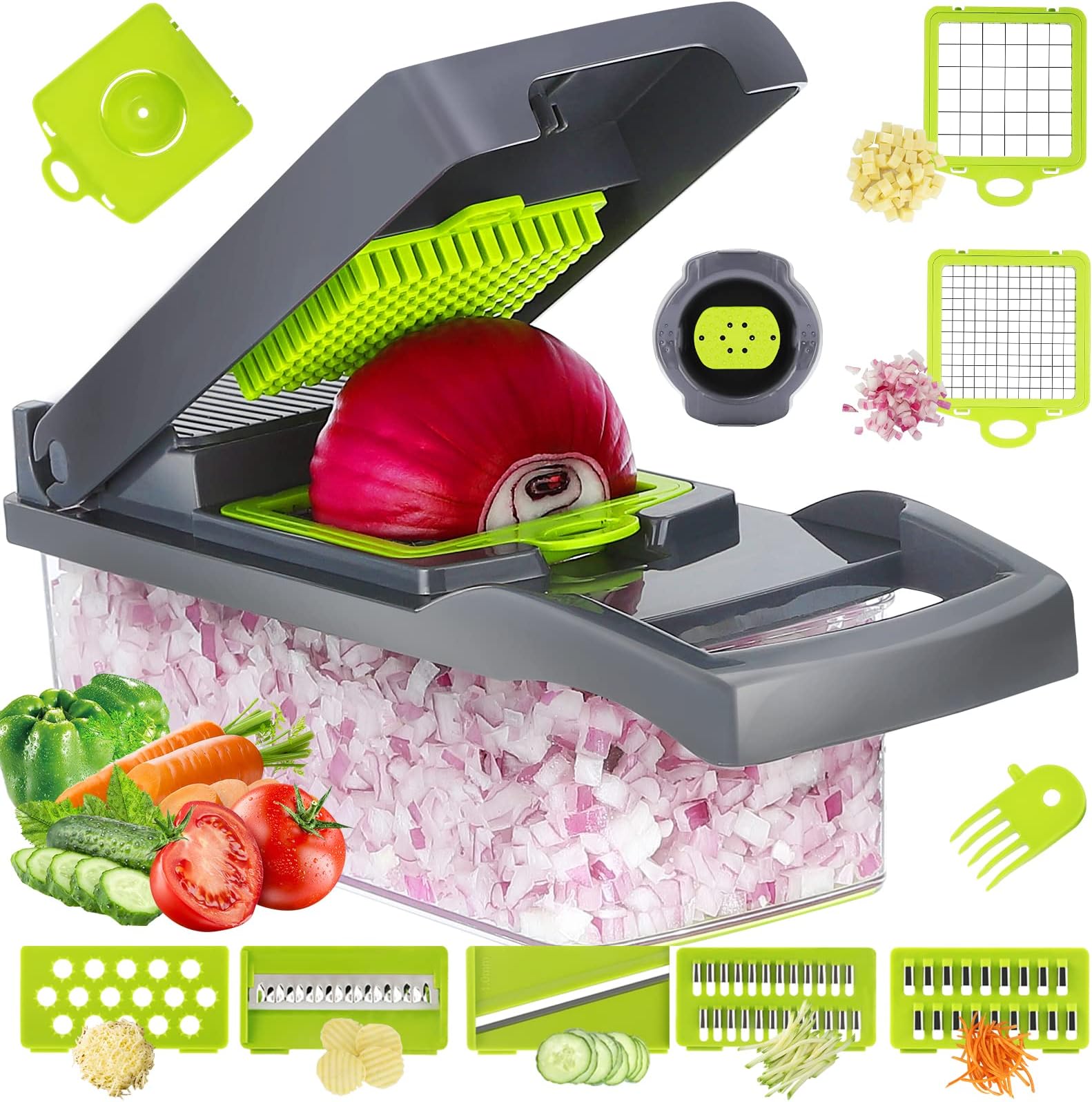 Amazon.com: Upgrade 14-in-1 Large and Safe Chopper Vegetable Cutter ...