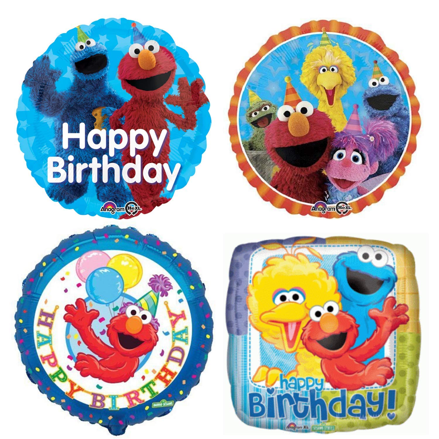 Buy Sesame Street Birthday Party Balloons - 4 Happy Birthday Balloon ...