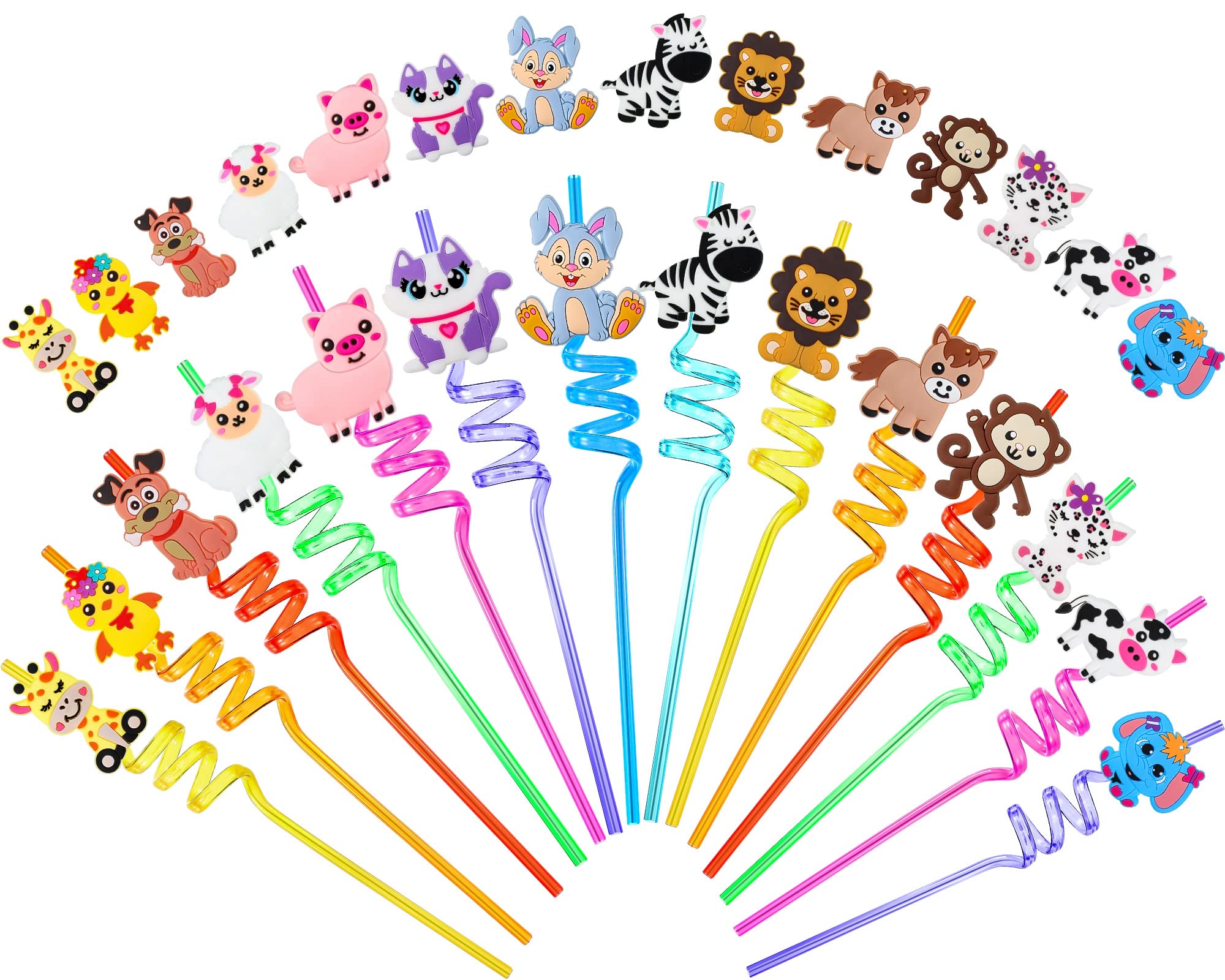 Buy 42 Pack Farm Animal Straws Farm Party Favors Farm Birthday Party ...