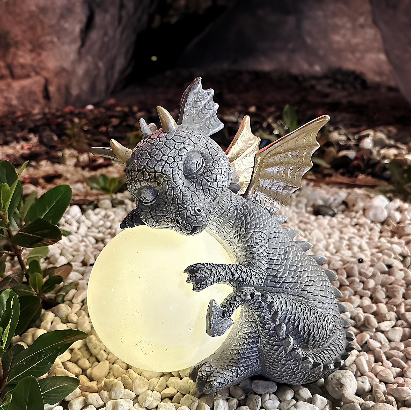 Snapklik.com : 8.7" Solar Dragon Garden Statue,LED Figurine Light,Resin ...