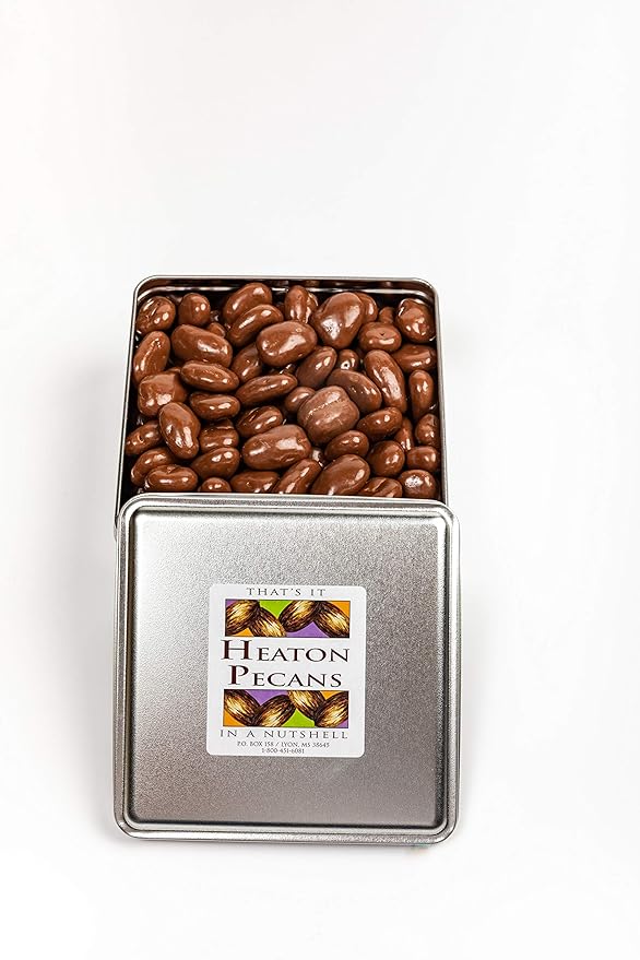 Amazon.com : Heaton Pecans Gift Tin - Chocolate Covered Pecans - Small ...
