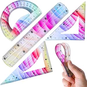 NALACAL Flexible Ruler Set, 4 Pcs Plastic Ruler Set, Geometry Tool ...