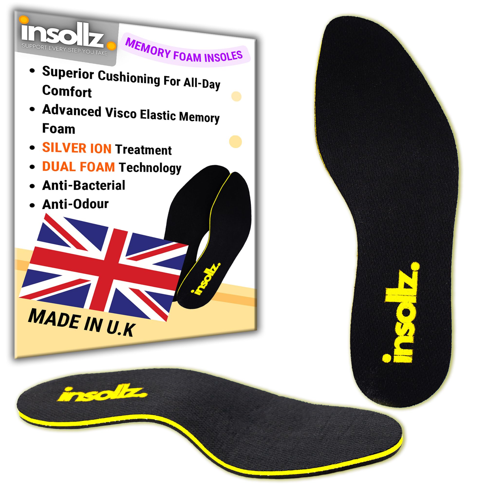 Memory Foam Insoles for Men and Women, Cushioned Insoles for Women ...