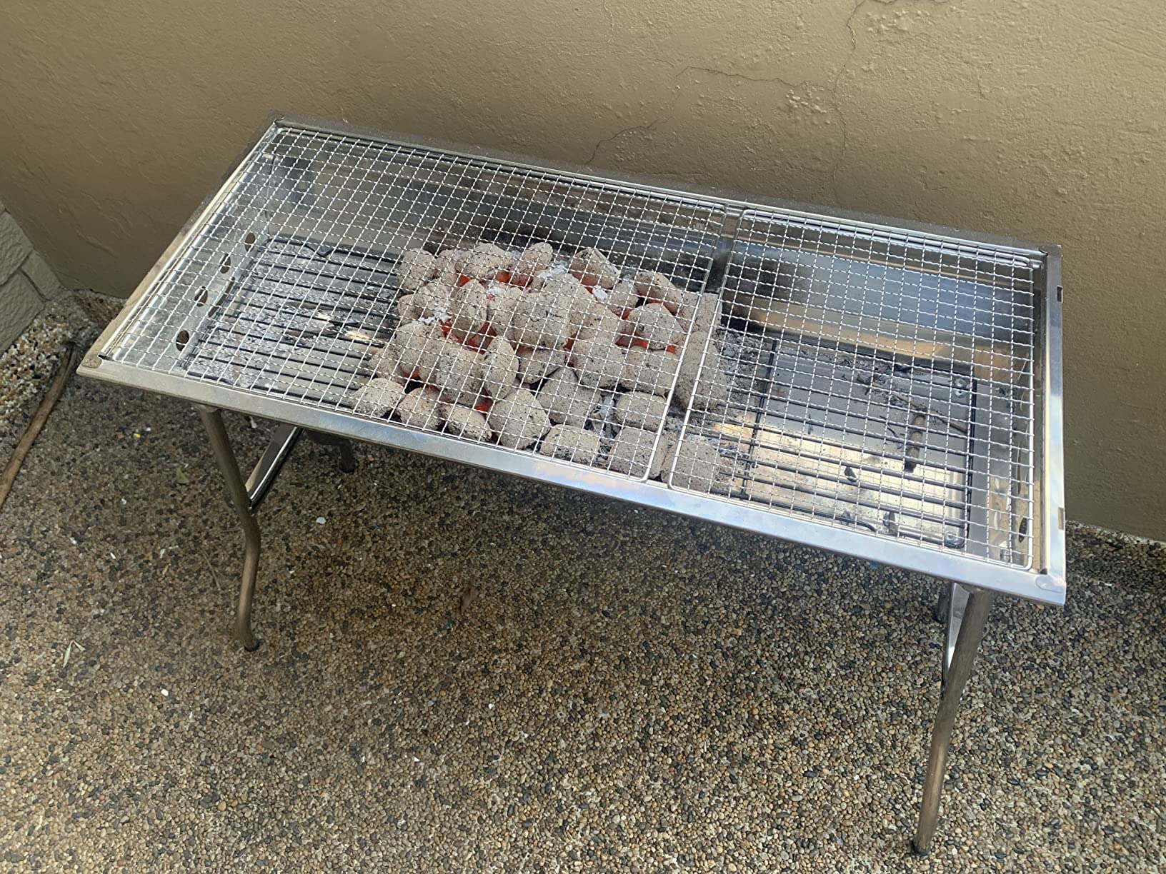 Charcoal BBQ Grill Set, Portable Stainless Steel Small Roaster Foldable ...