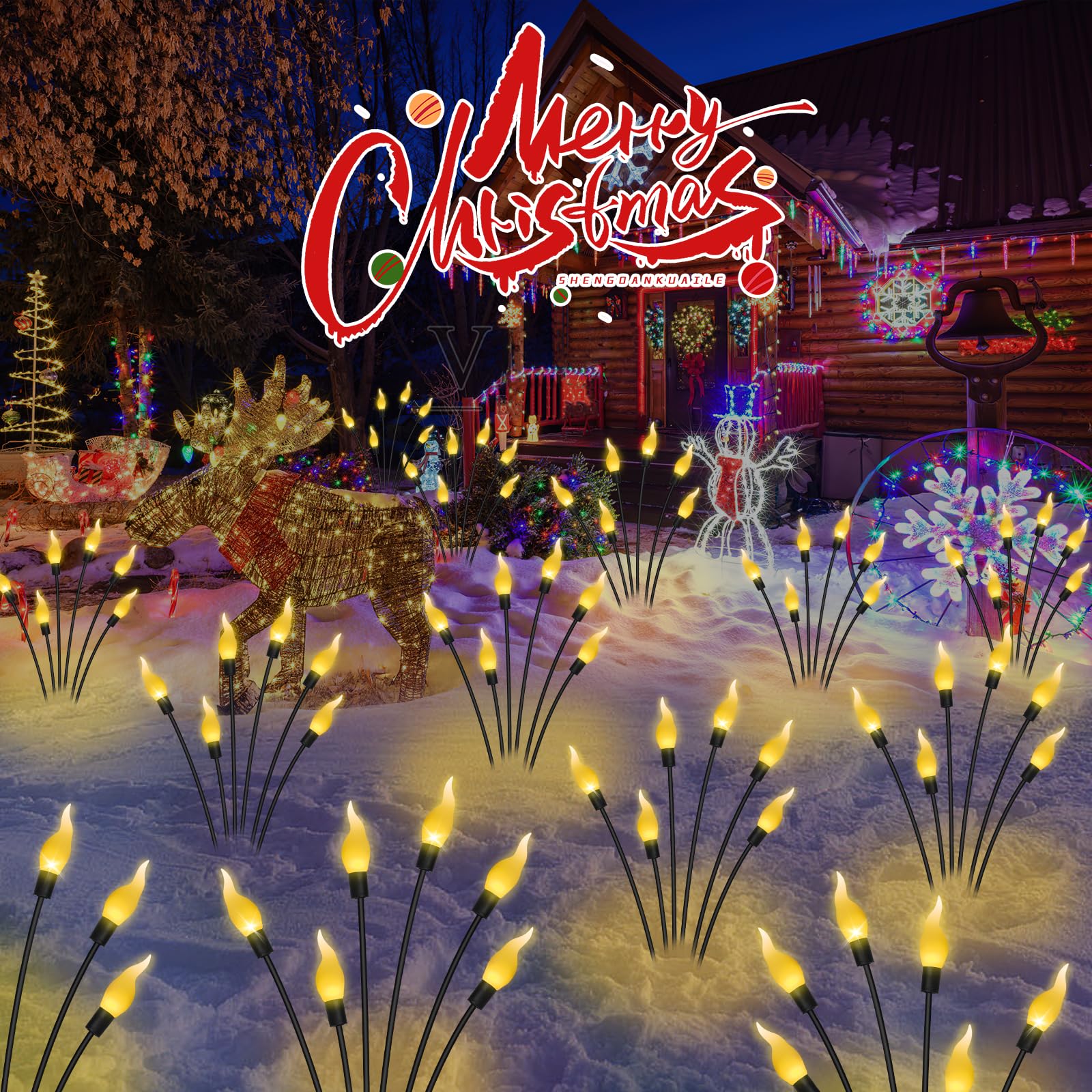 Amazon.com: BeHiller Flickering Candles Solar Christmas Lights Outdoor ...