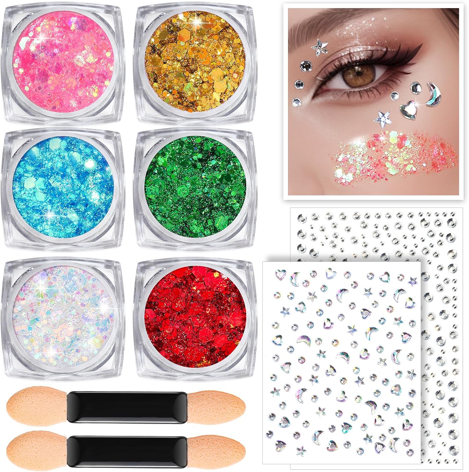 Amazon.com: Teenitor Body Glitter Face Glitter Hair Glitter Gel, 6 ...
