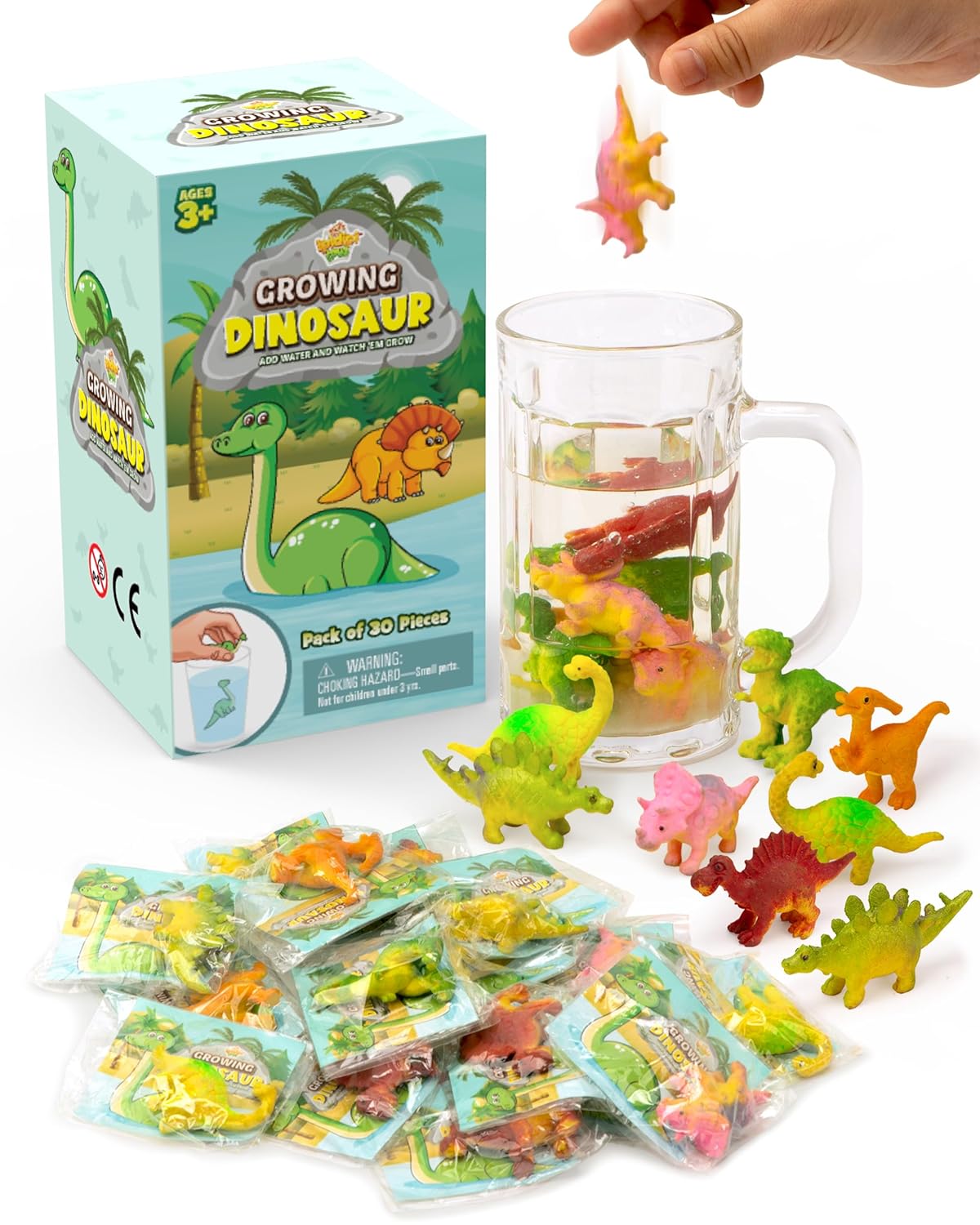 IPIDIPI TOYS Water Growing Dinosaurs – 30-Pack Expandable Dinosaur Toys ...