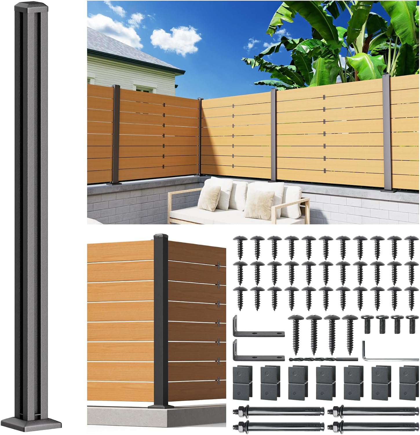 Amazon.com : 201 Stainless Steel 4FT Privacy Screen Outdoor Fence Post ...