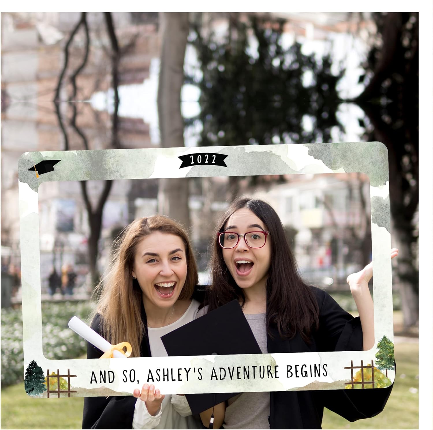 Amazon.com: Custom Graduation Photo Booth Frame - Adventure Begins ...