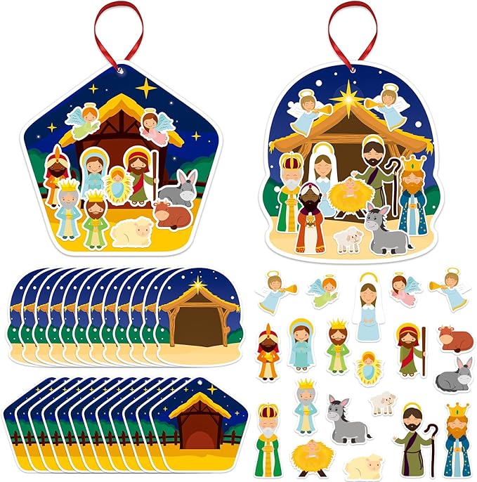 BIZIBAFF Christmas Nativity Crafts Stickers - 24PCS Make a Nativity ...
