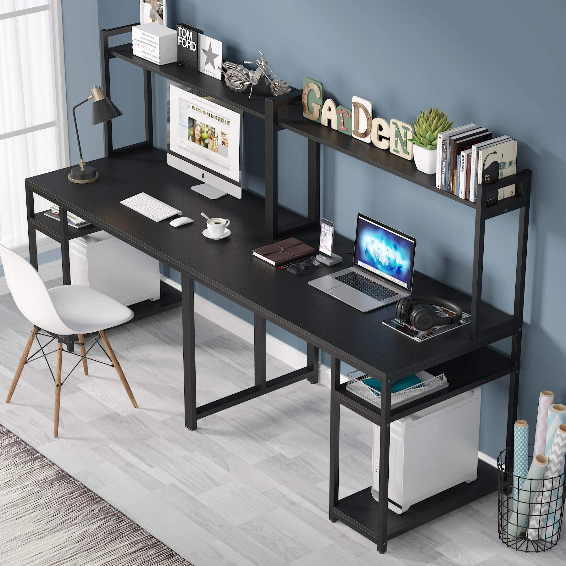 Buy Tribesigns 94.5 inches Computer Desk with Hutch, Extra Long Two ...