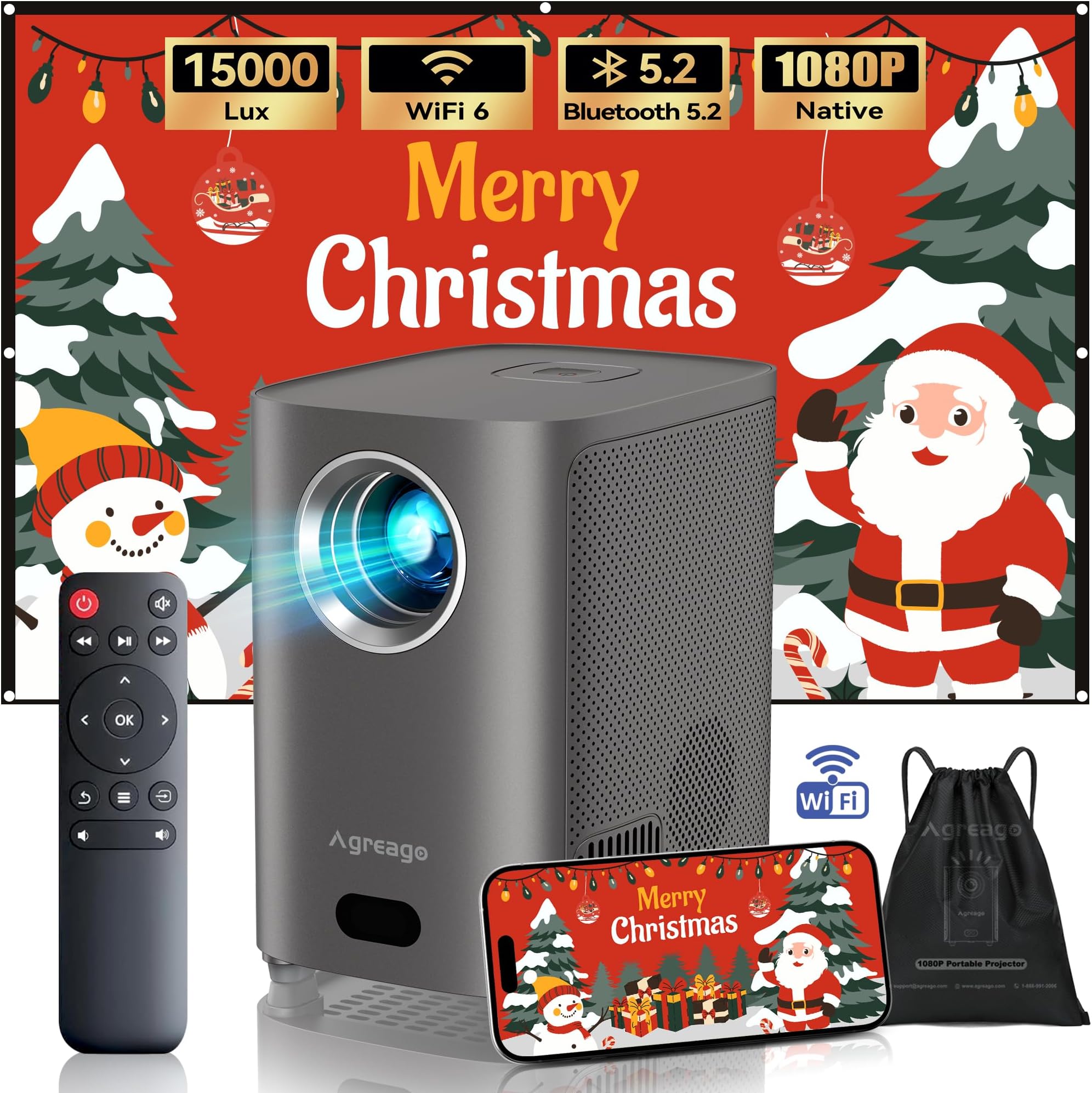 Amazon.com: Mini Projector Battery Powered with Bluetooth - Native HD ...