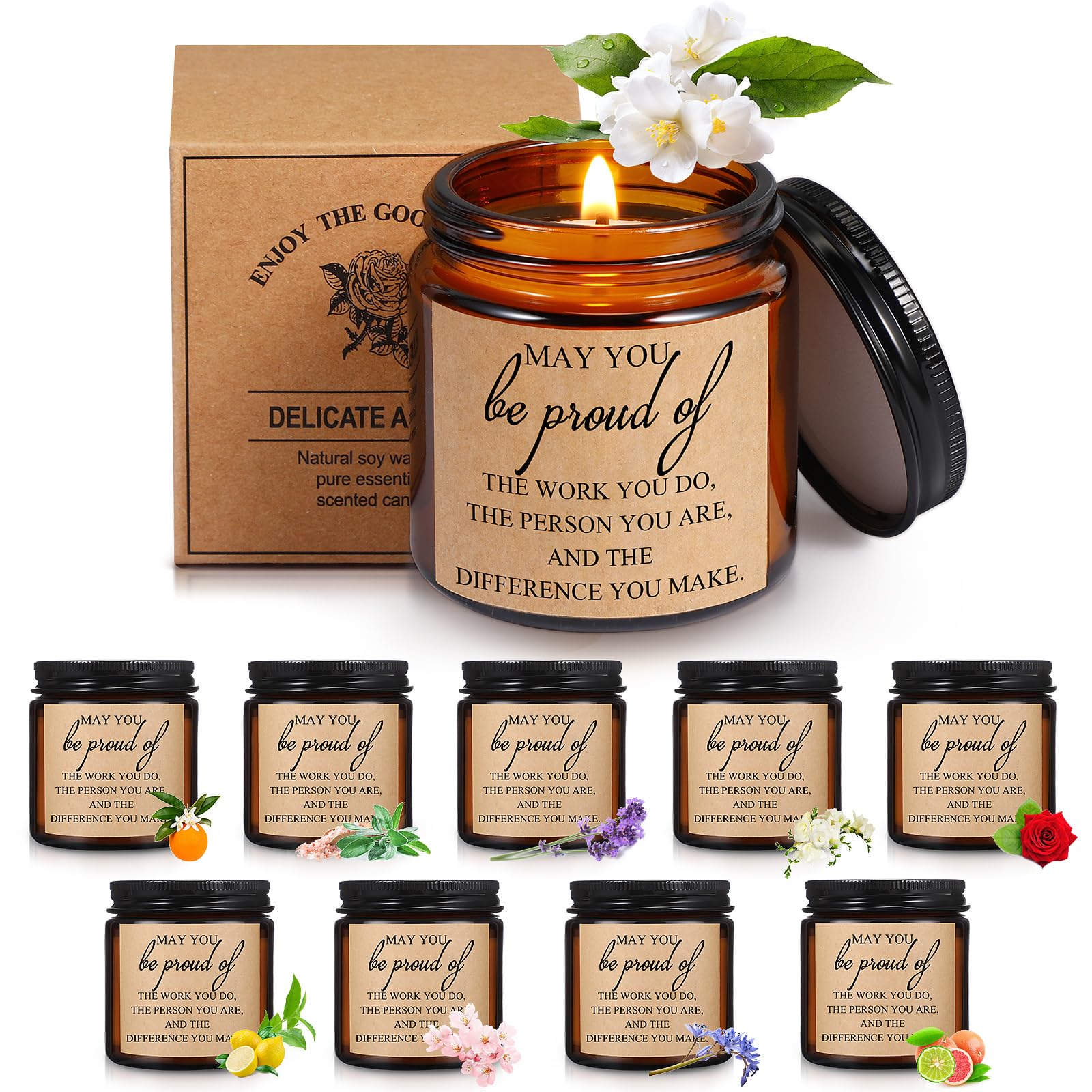 Amazon.com: Fumete 50 Pcs Thank You Candles Bulk Inspirational Scented ...