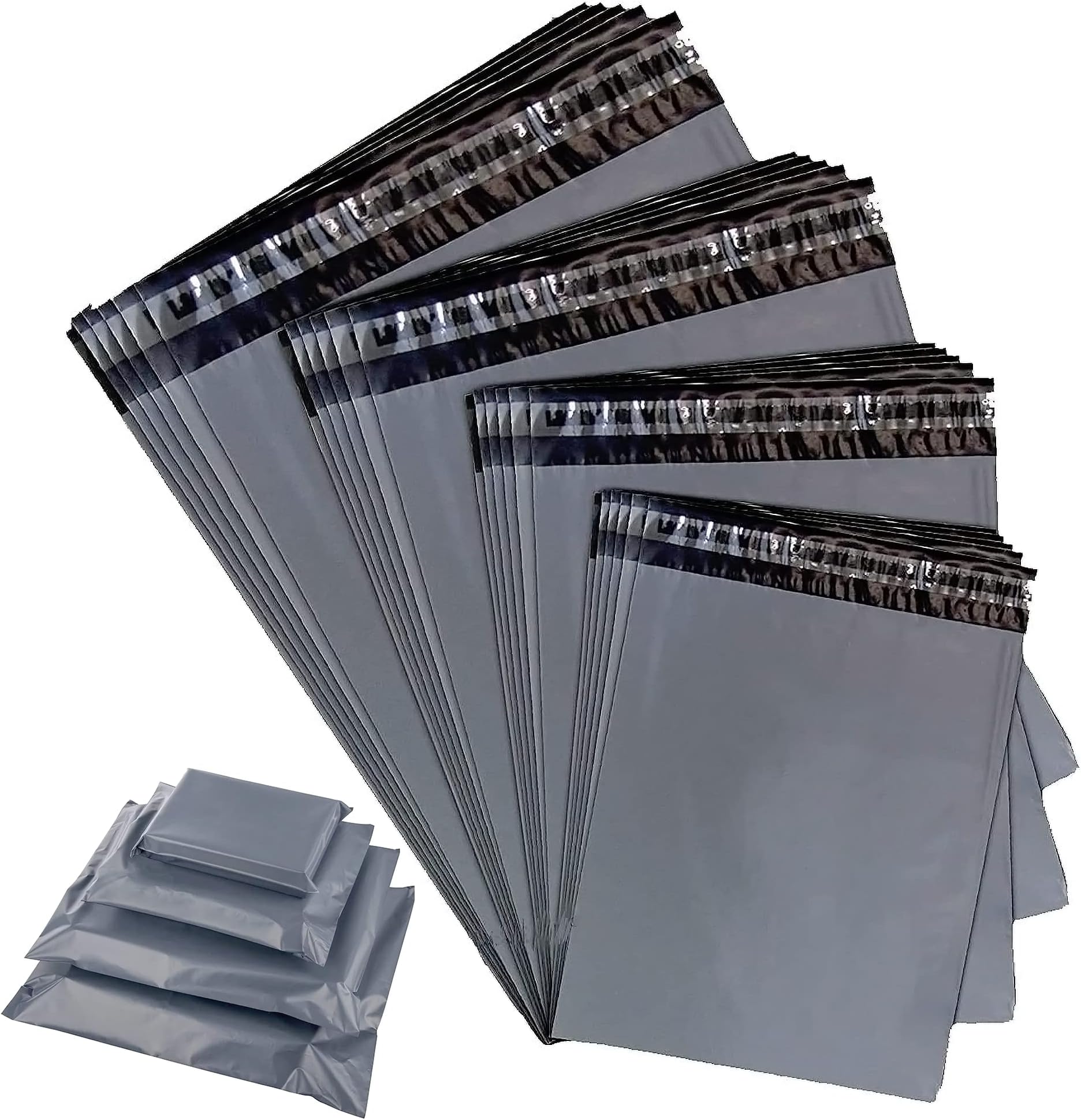 100 x Mixed Grey Mailing Parcel Bags - 4 Sizes 25 from Each Poly Postal ...