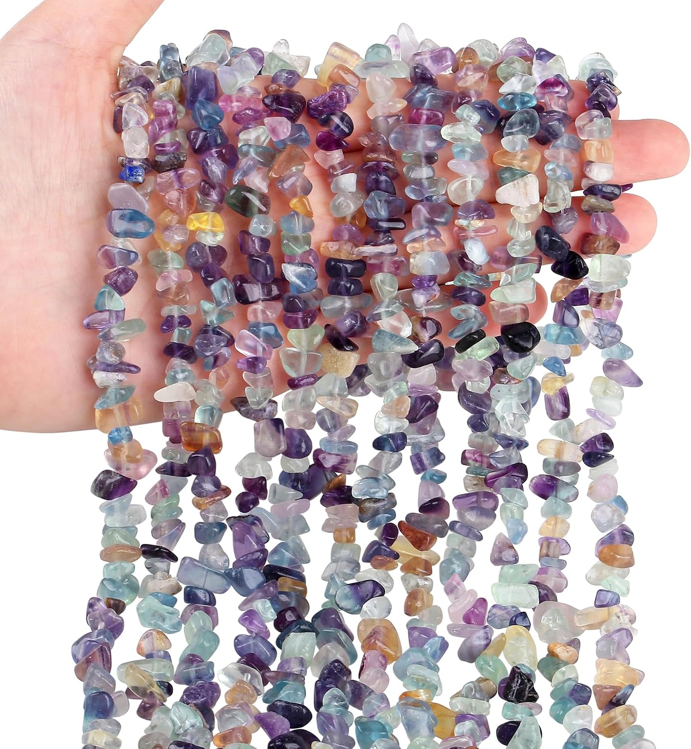 XIANNVXI 400 Pcs Drilled Fluorite Beads for Crafting,Colourful Beads ...