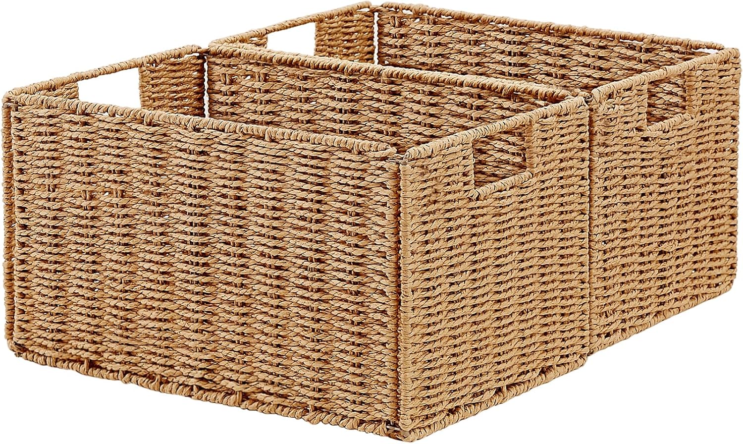 Amazon.com: Vagusicc Wicker Storage Basket, Set of 2 Hand-Woven Paper ...