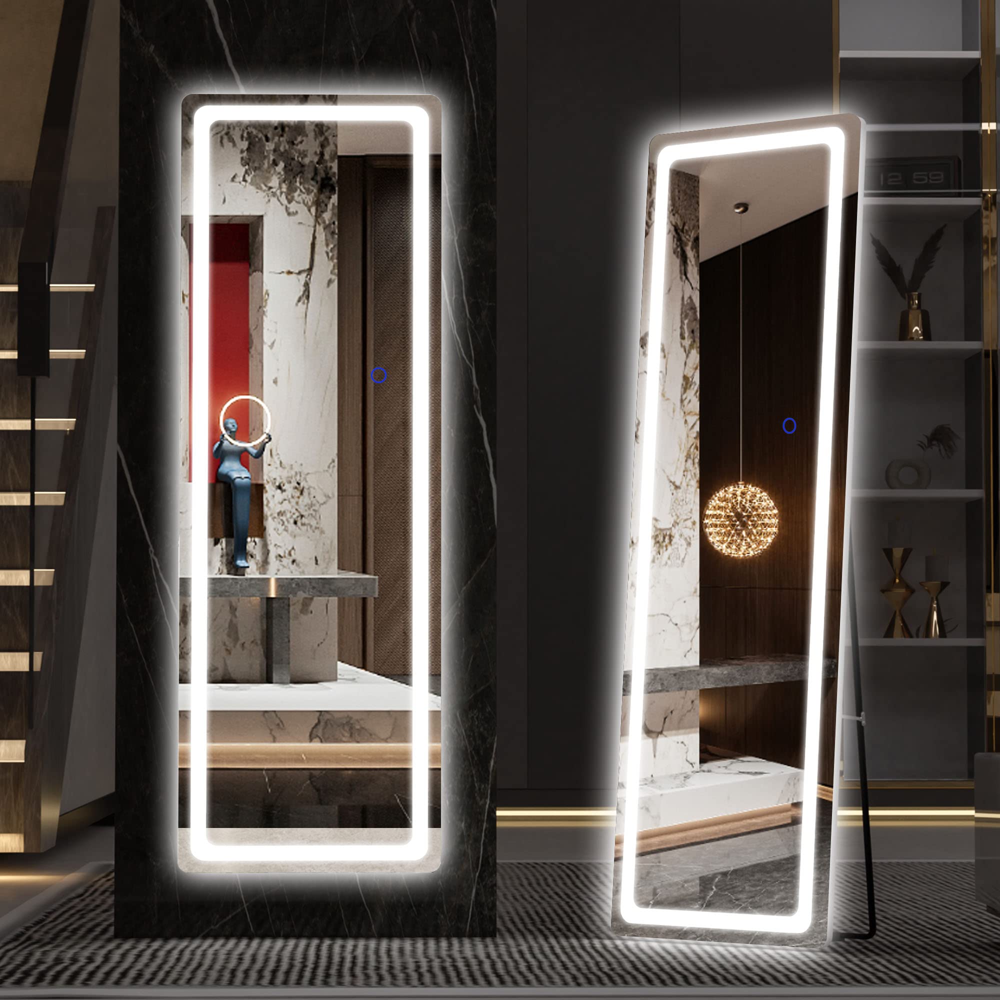 Amazon.com: Hasipu Full Length Mirror with Lights, 56" x 16" LED Floor ...