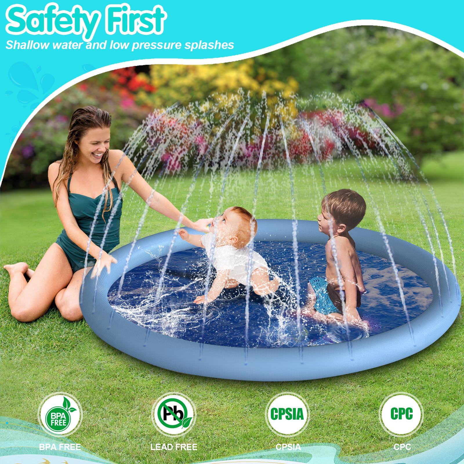 Snapklik.com : 87" Splash Pad For Kids, 1 2 3 4 5 6 7 8 Toddler Toys ...