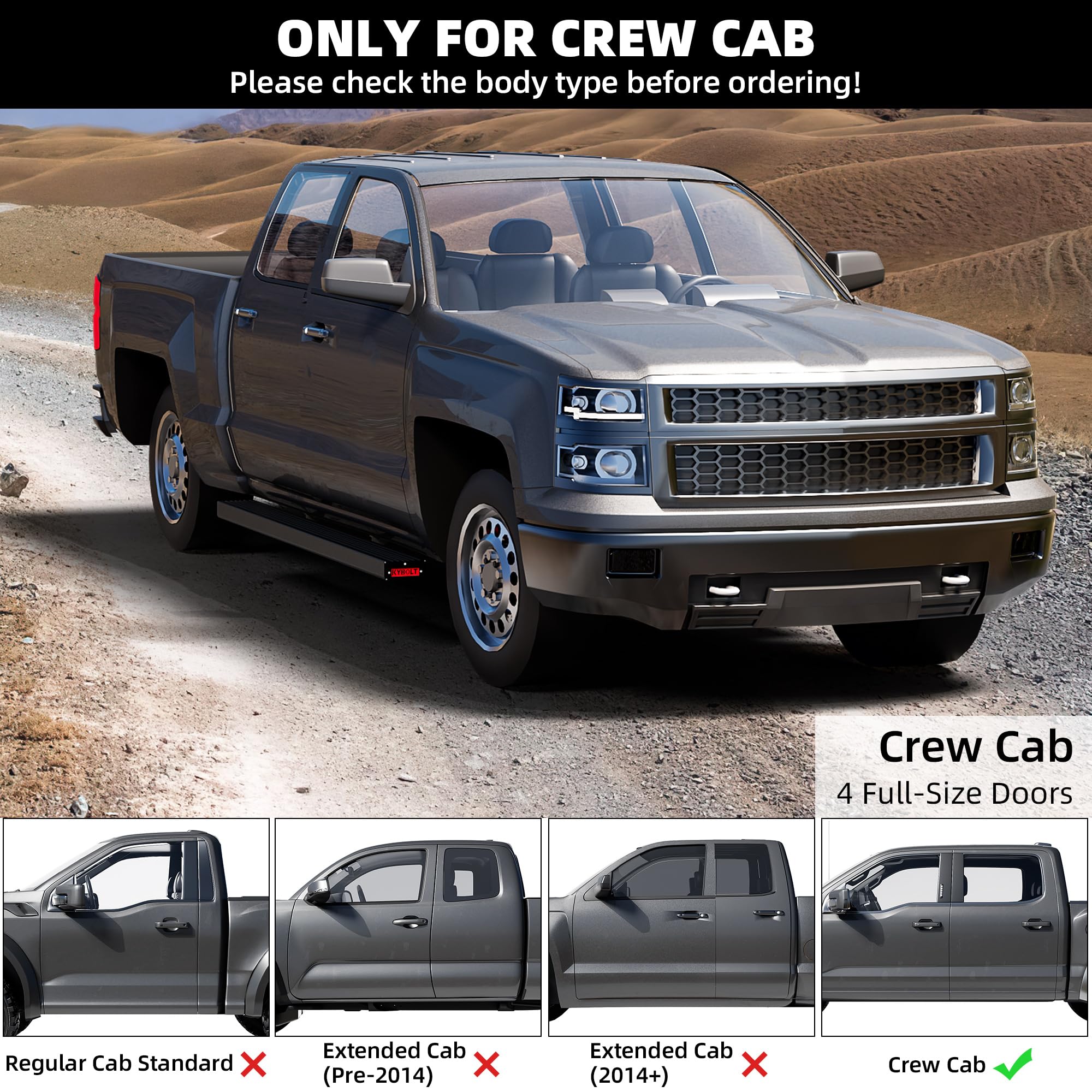 Snapklik.com : KYBOLT Running Boards 6.5 Inches Compatible