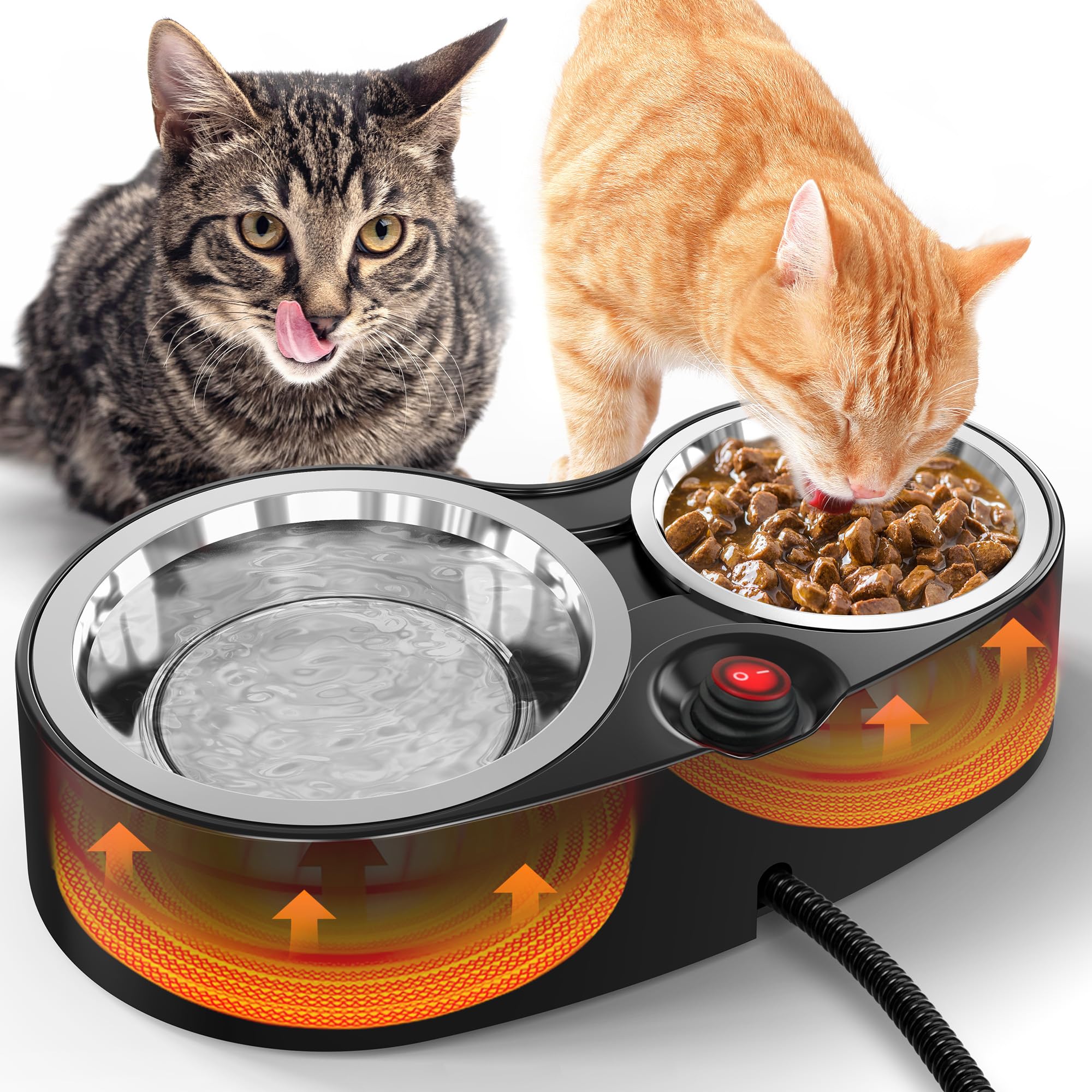 Amazon.com : PETNF Heated Cat Bowl, Outdoor Heated Pet Bowl Stainless ...