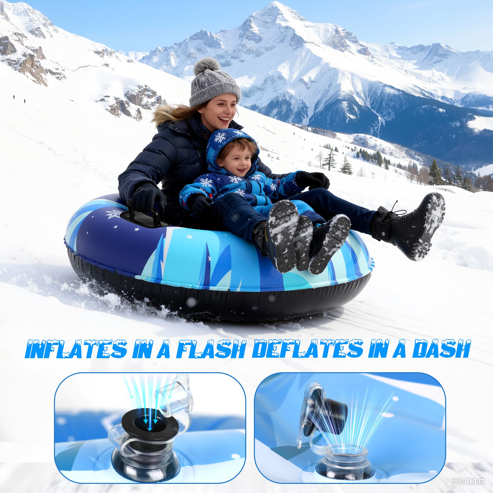 Snapklik.com : 36 Inch 3-Pack Inflatable PVC Snow Tubes For Adults ...