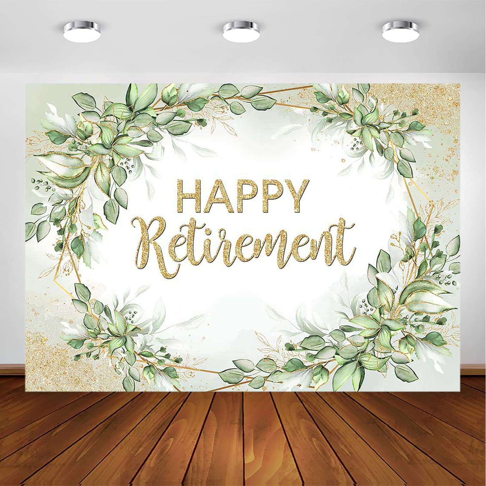 Amazon.com : Rsuuinu Happy Retirement Backdrop White Flowers Green ...