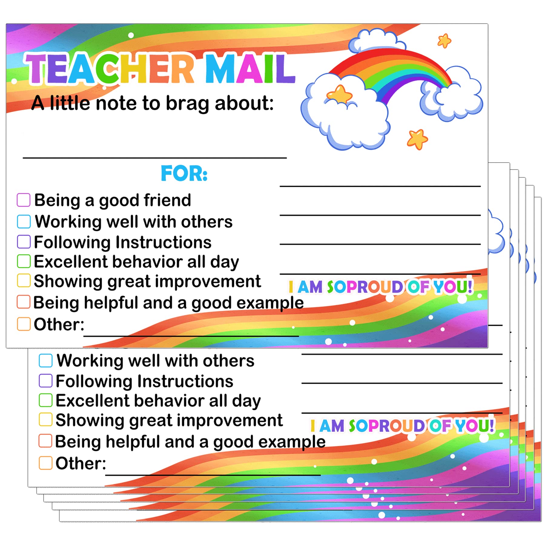 Teacher Notes 50PCS Boho Brag Cards - Teacher Mail Notes To Parents For ...