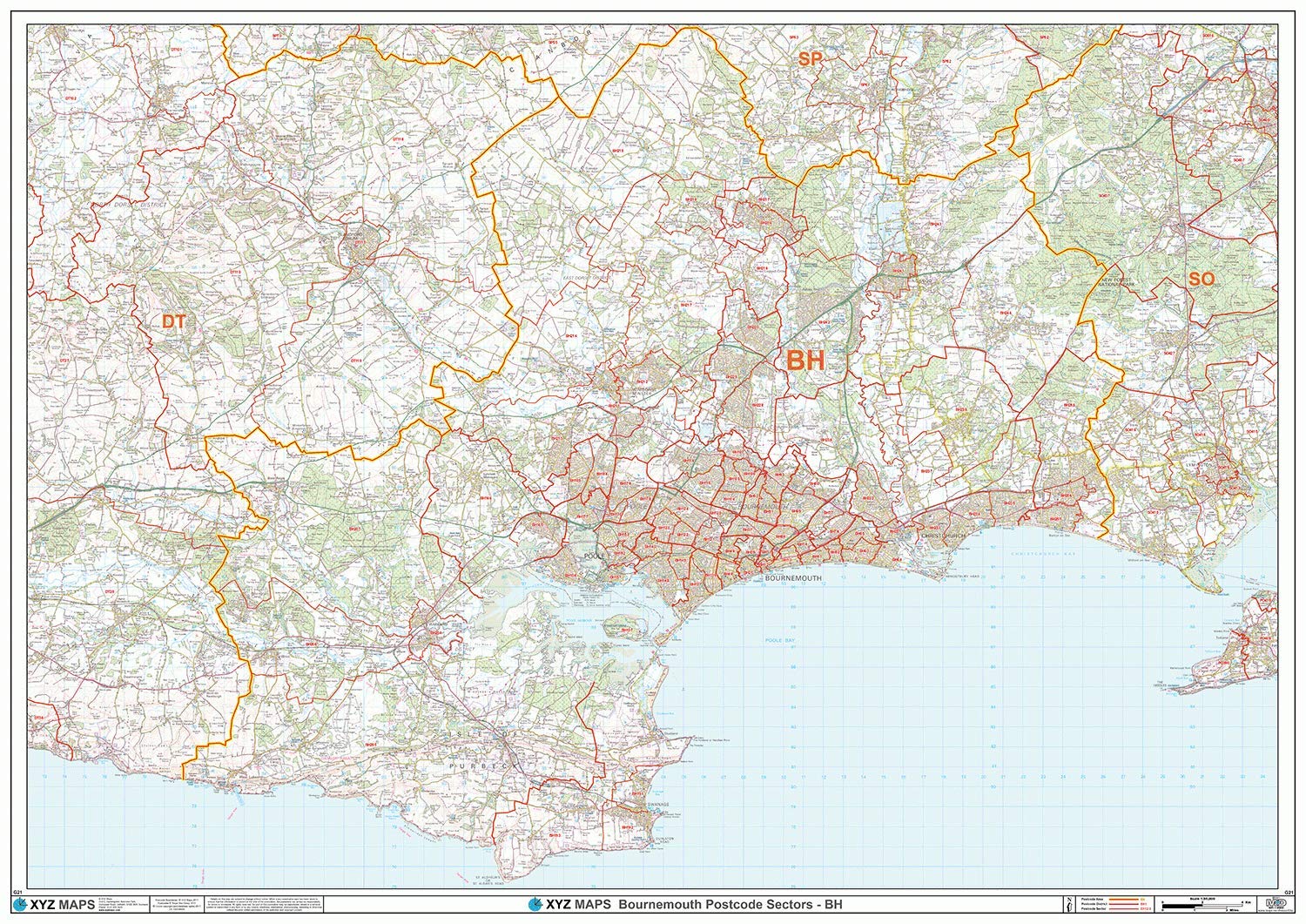 Bournemouth - BH - Postcode Wall Map - Plastic Coated : Amazon.co.uk ...
