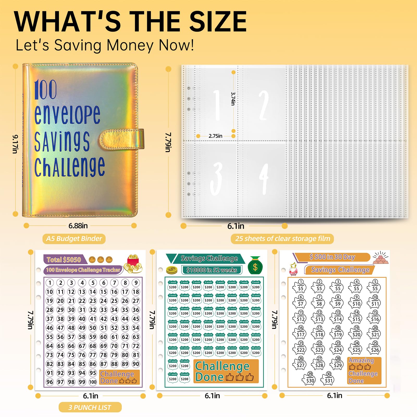Snapklik.com : 100 Envelope Challenge Binder,100 Savings Challenges Book