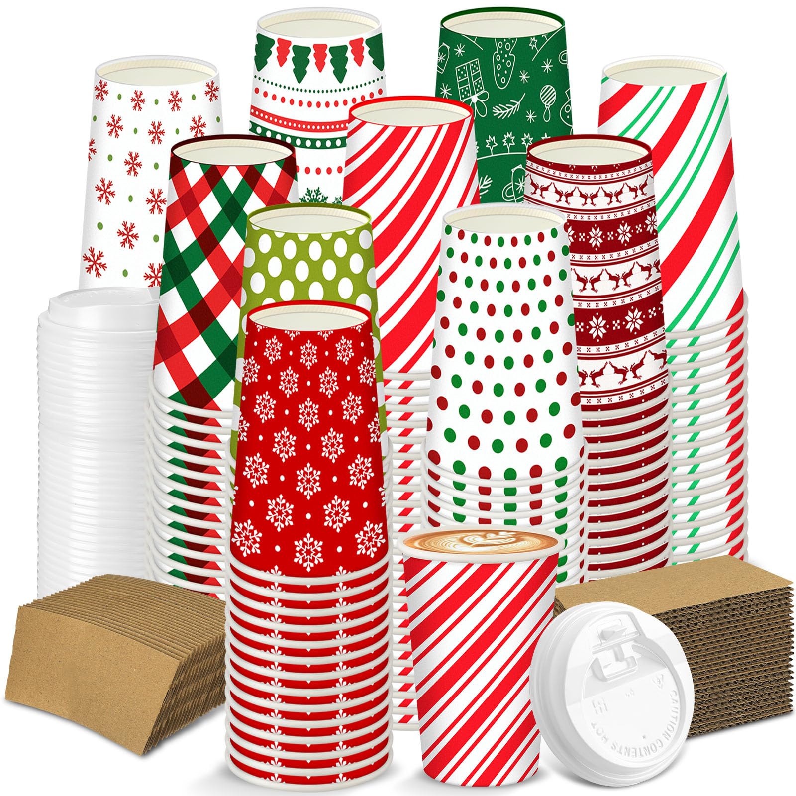 Amazon.com: Qilery Christmas 300 Pcs Christmas Paper Coffee Cups with ...