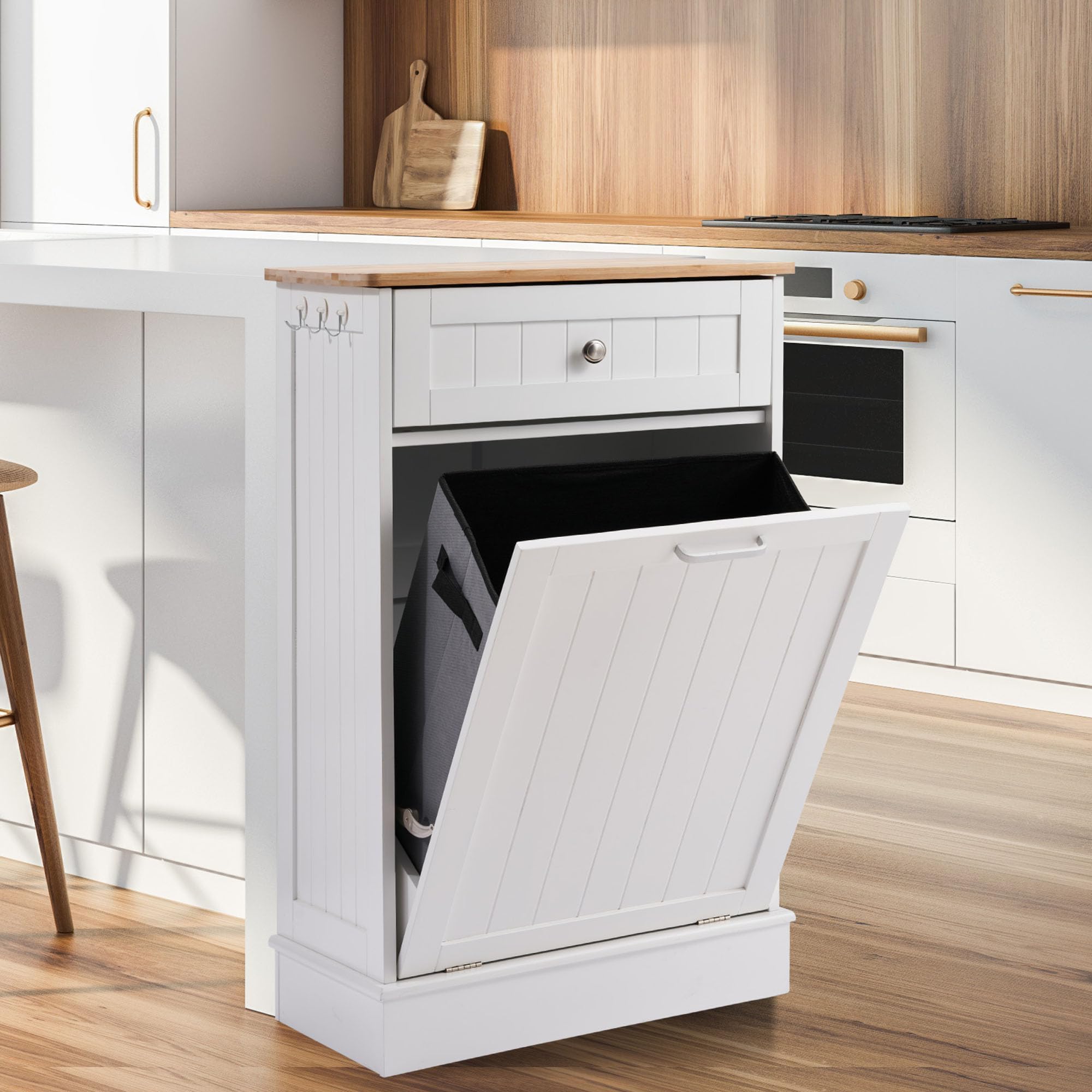 Amazon.com: KIGOTY Tilt Out Trash Cabinet,Wooden Kitchen Trash Bin ...