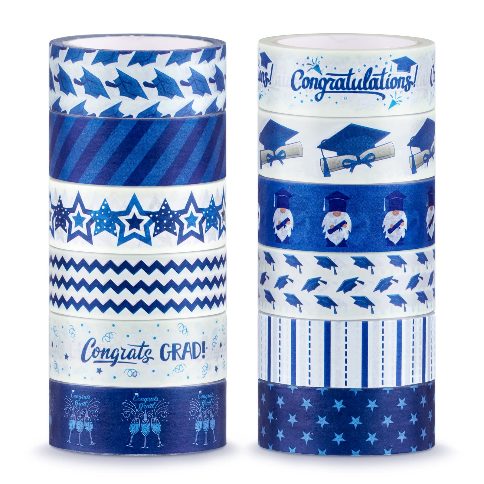 Snapklik.com : 12 Rolls Graduation Washi Tape Blue White Congrats Grad ...