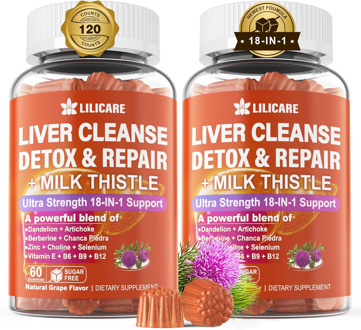 Amazon.com: Liver Cleanse Detox & Repair Gummies with Milk Thistle ...