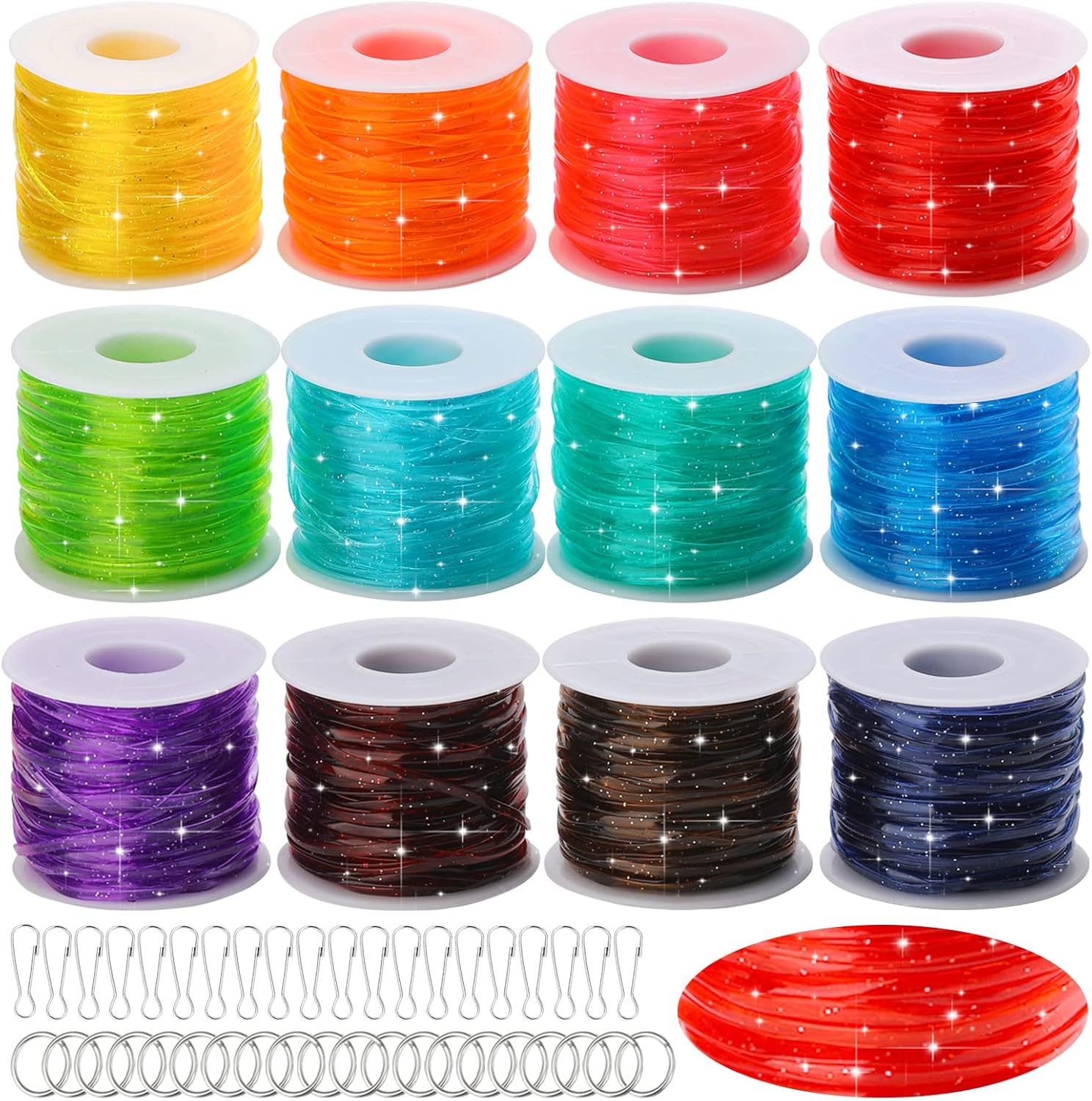 Amazon.com: Glitter Lanyard String, Acrsikr Gimp Making Kit Plastic ...