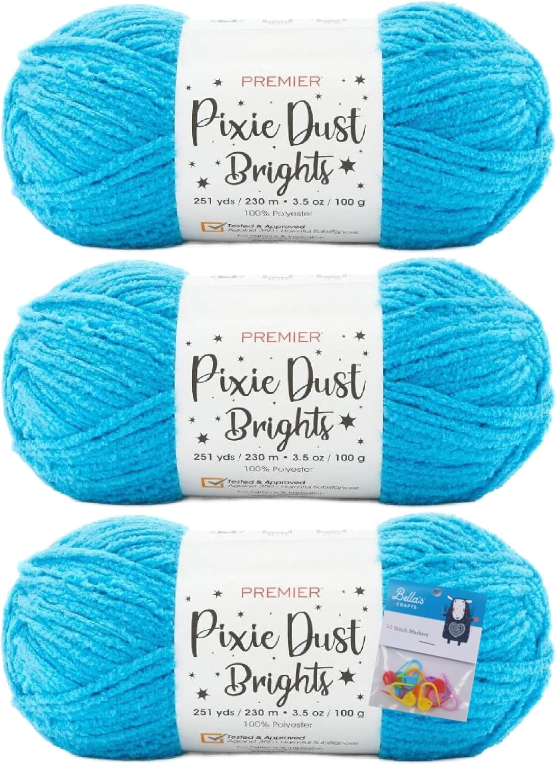 Amazon.com: Premier Yarns Pixie Dust Brights Chenille Yarn - 3.5 Oz - #4 Medium Weight - Bundle ...