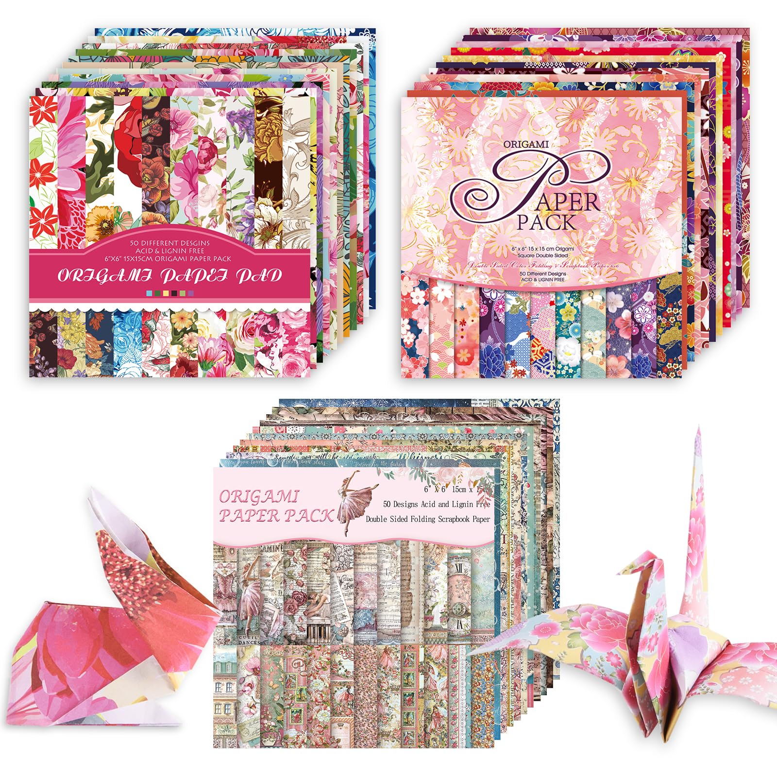 Snapklik.com : Origami 6x6 Paper Kit 150 Sheets 150 Vivid Colors Double ...