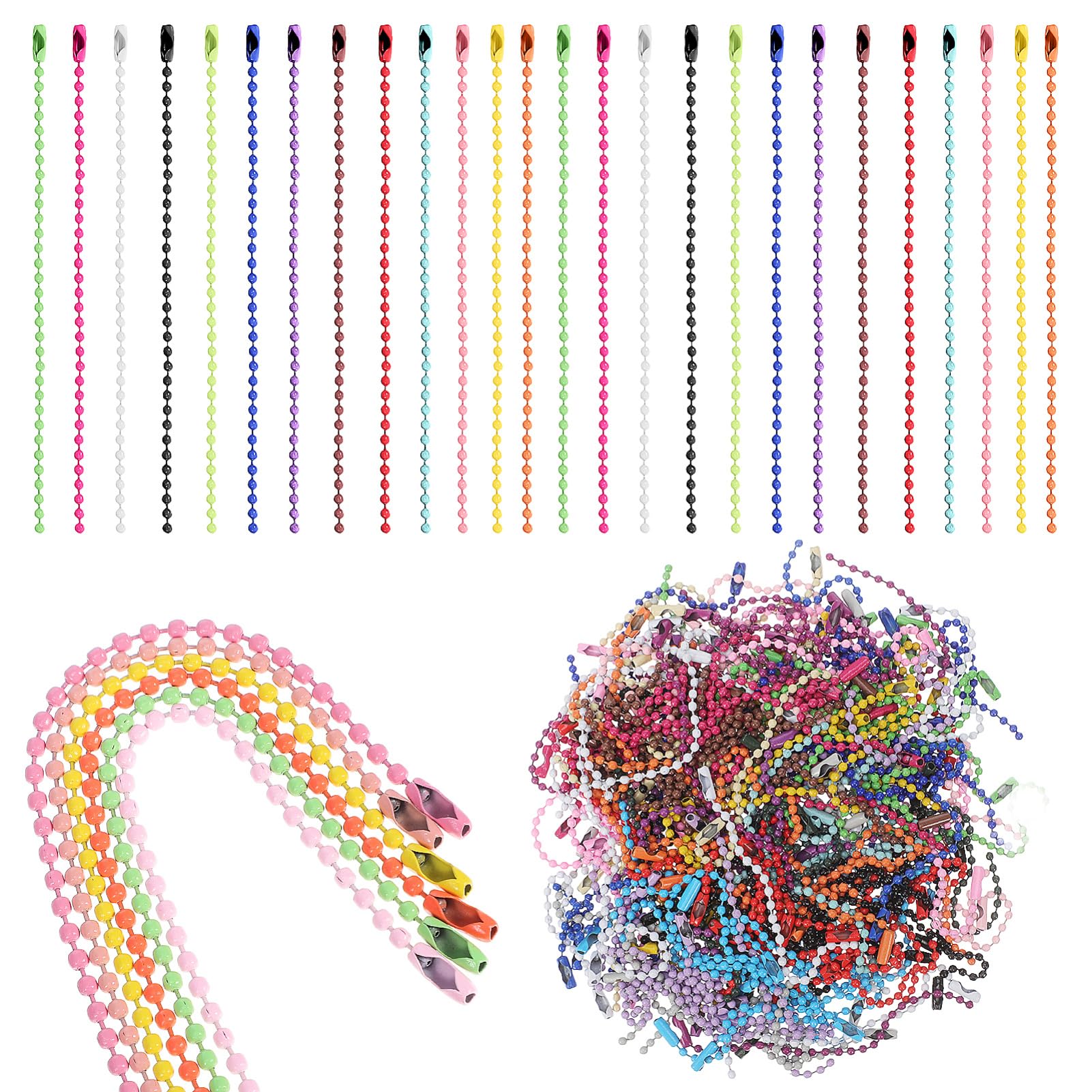 Amazon.com: NUOBESTY Ball Beads Chain, 200pcs Ball Chain Colorful ...