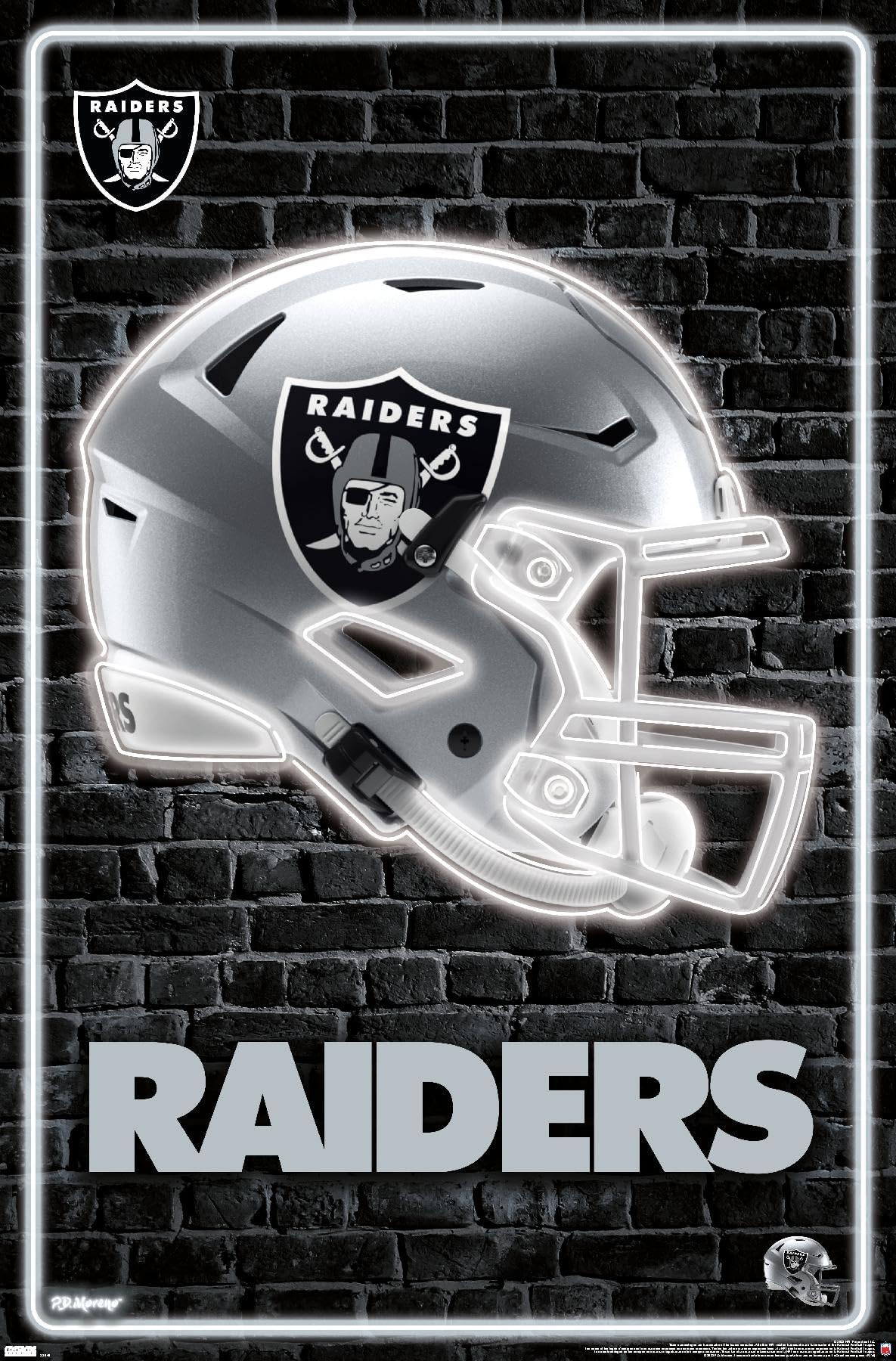 Amazon.com: Trends International NFL Las Vegas Raiders - Neon Helmet 23 ...