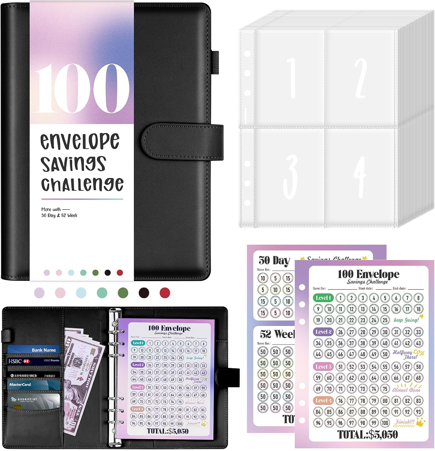 Amazon.com : RishiiStar 100 Envelopes Money Saving Challenge, Savings ...