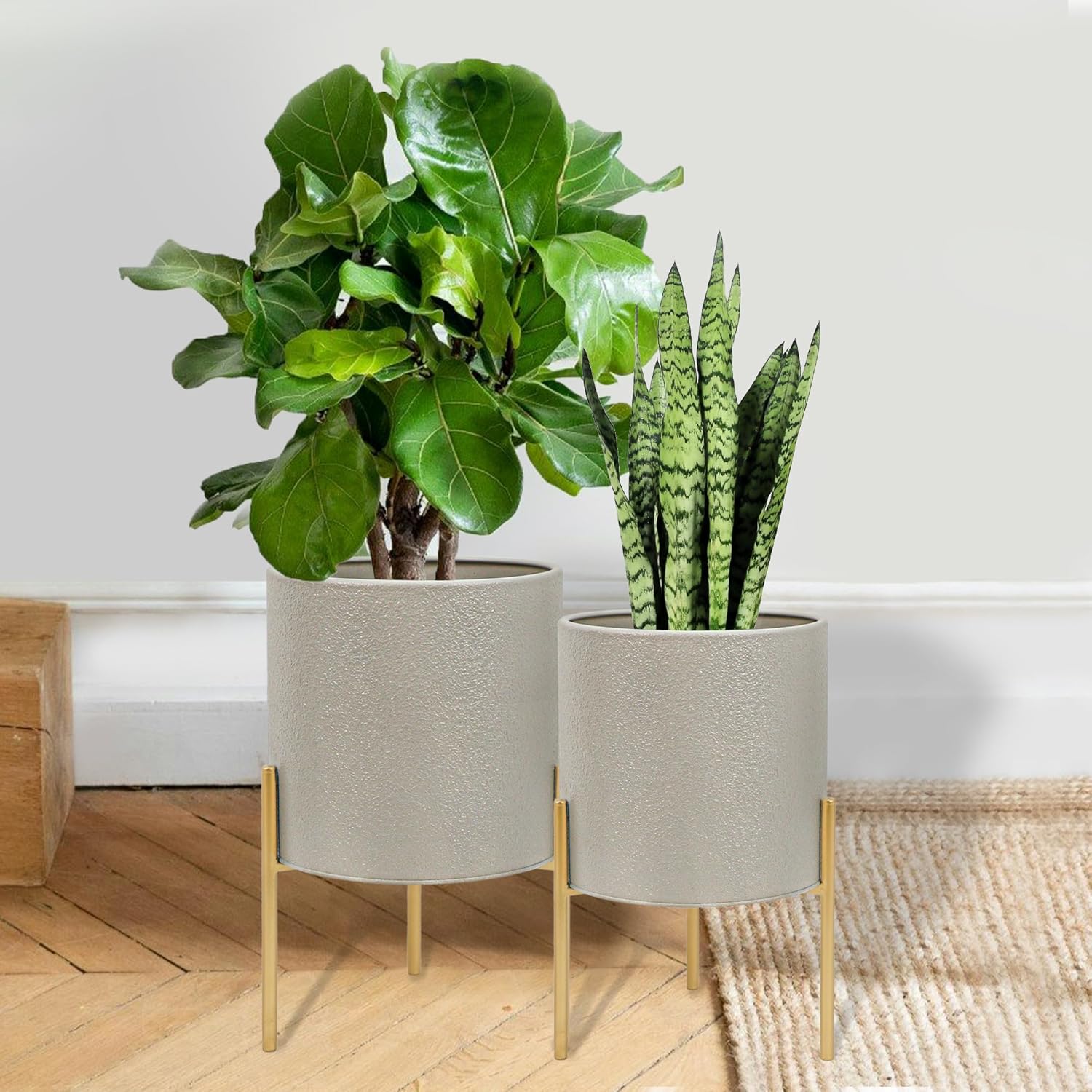Amazon.com : ARNIS Modern Planter Pots, Large Planters with Stand, Set ...