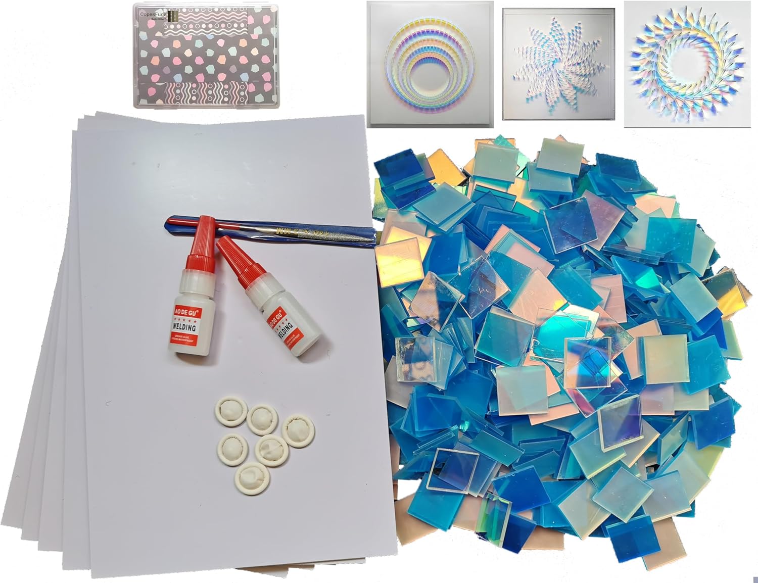 Amazon.com: CopesFuda Colorful Rainbow Dichroic Acrylic Tiles - Set of ...