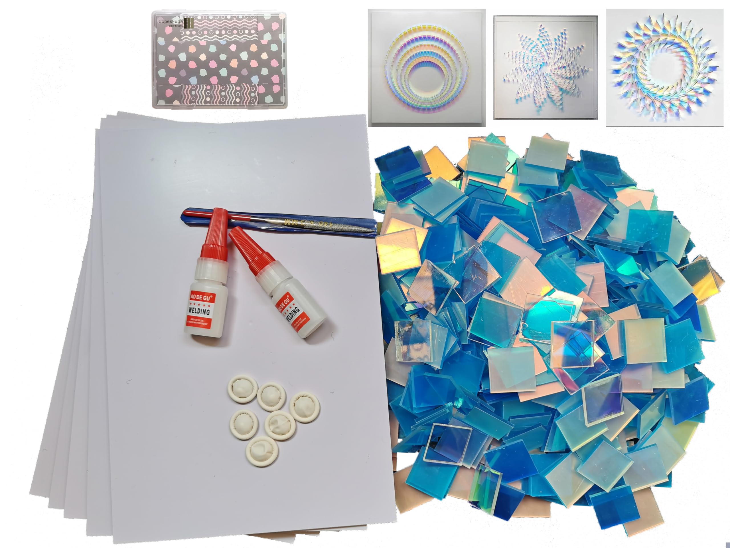 Amazon.com: CopesFuda Colorful Rainbow Dichroic Acrylic Tiles - Set of ...