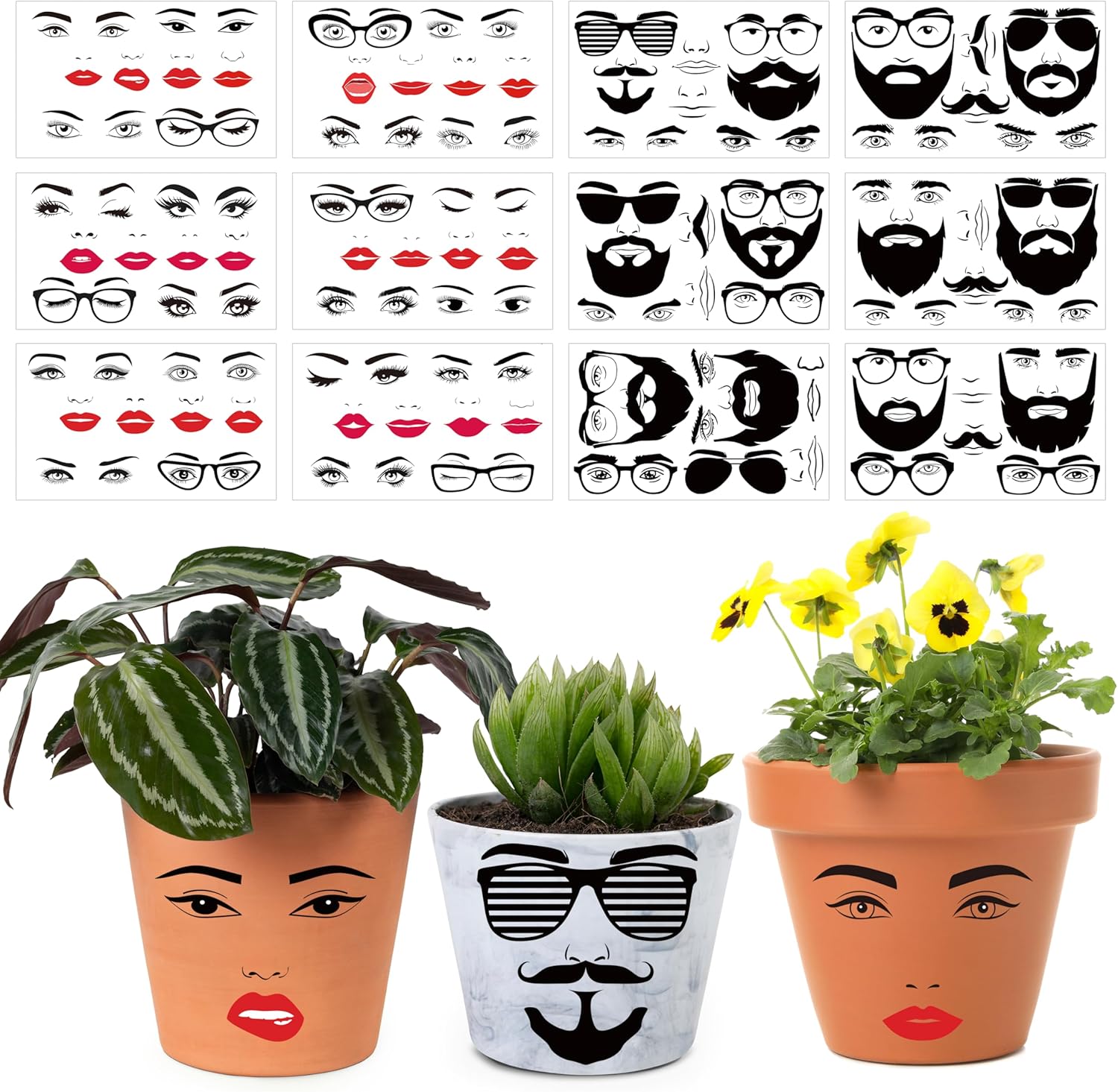 Amazon.com: DSjuedui Face Stickers for Crafts - 12 Sheets DIY Vinyl ...