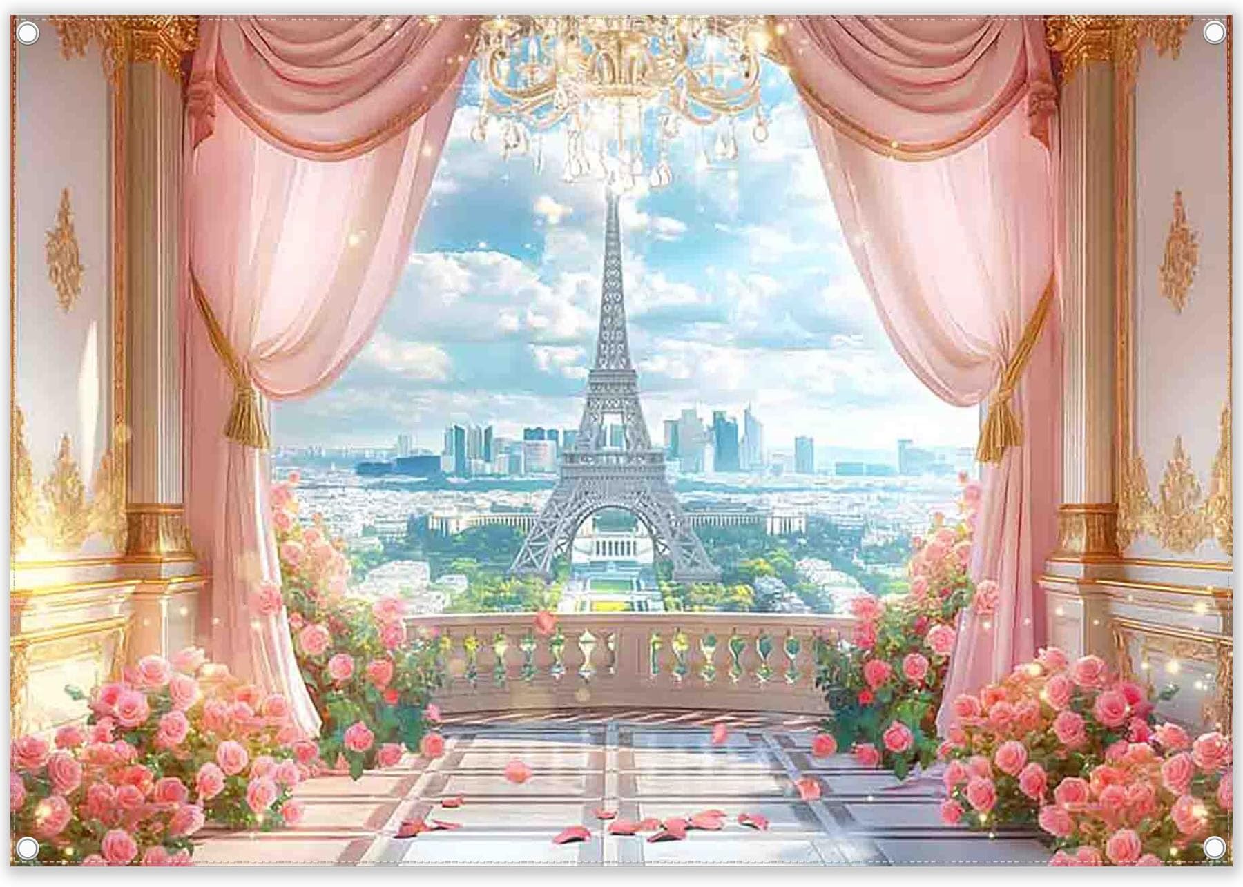 Amazon.com : Swepuck 7x5ft Fabric Eiffel Tower Backdrop Paris Landscape ...