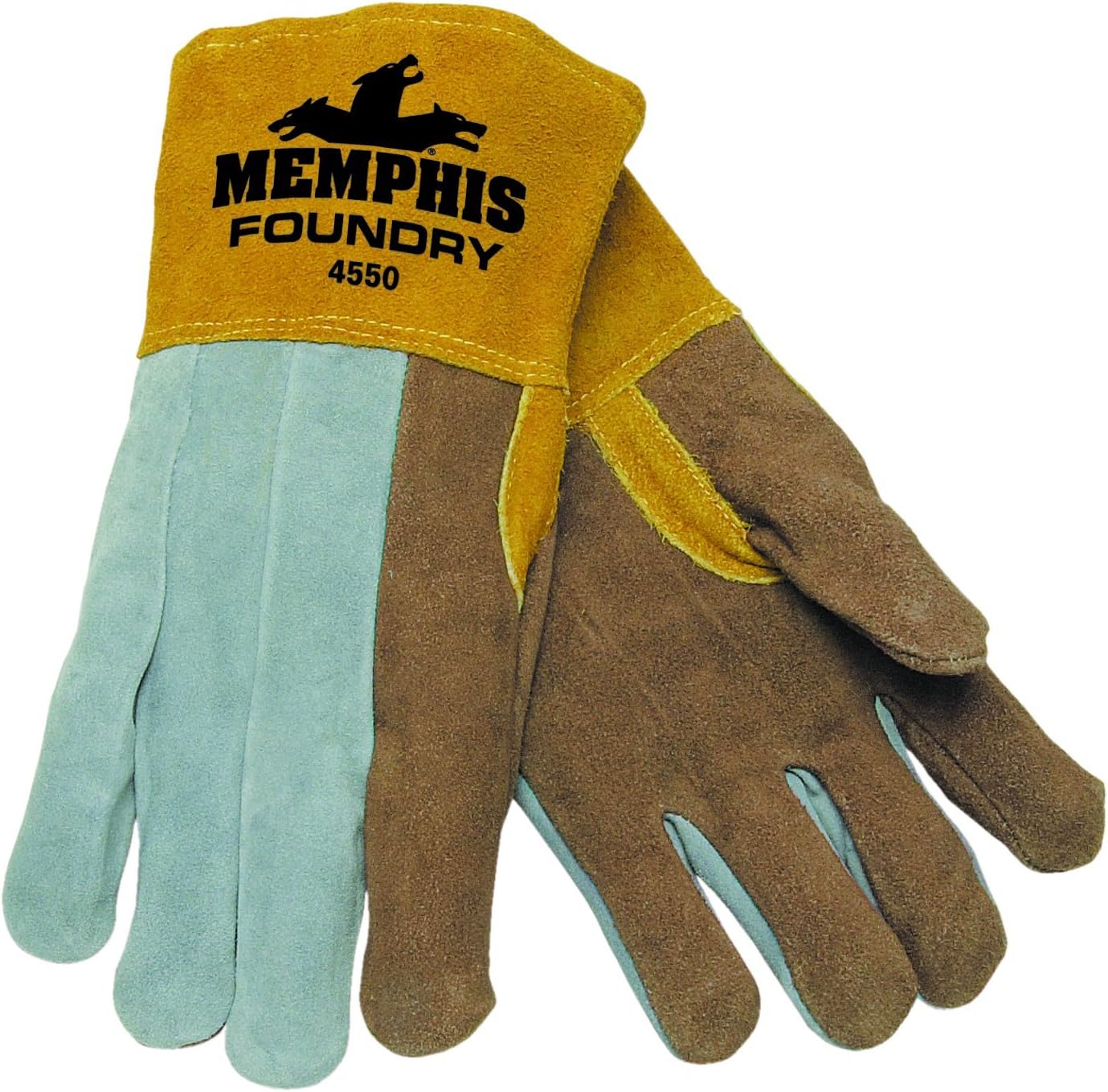 MCR Safety 4550 Cow Leather Foundry Welder Gloves with Split Clute Back ...