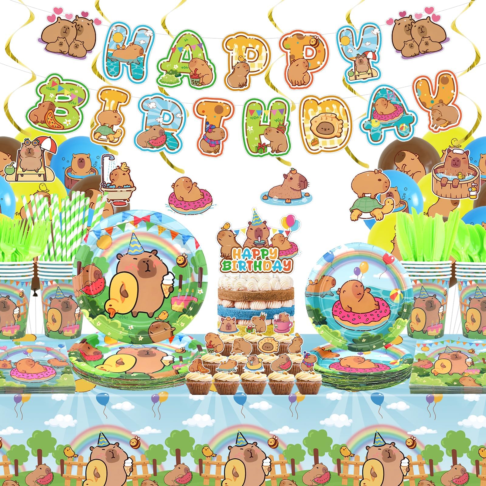 Amazon.com: KEFAN Capybara Birthday Party Decorations, Capybara Theme ...
