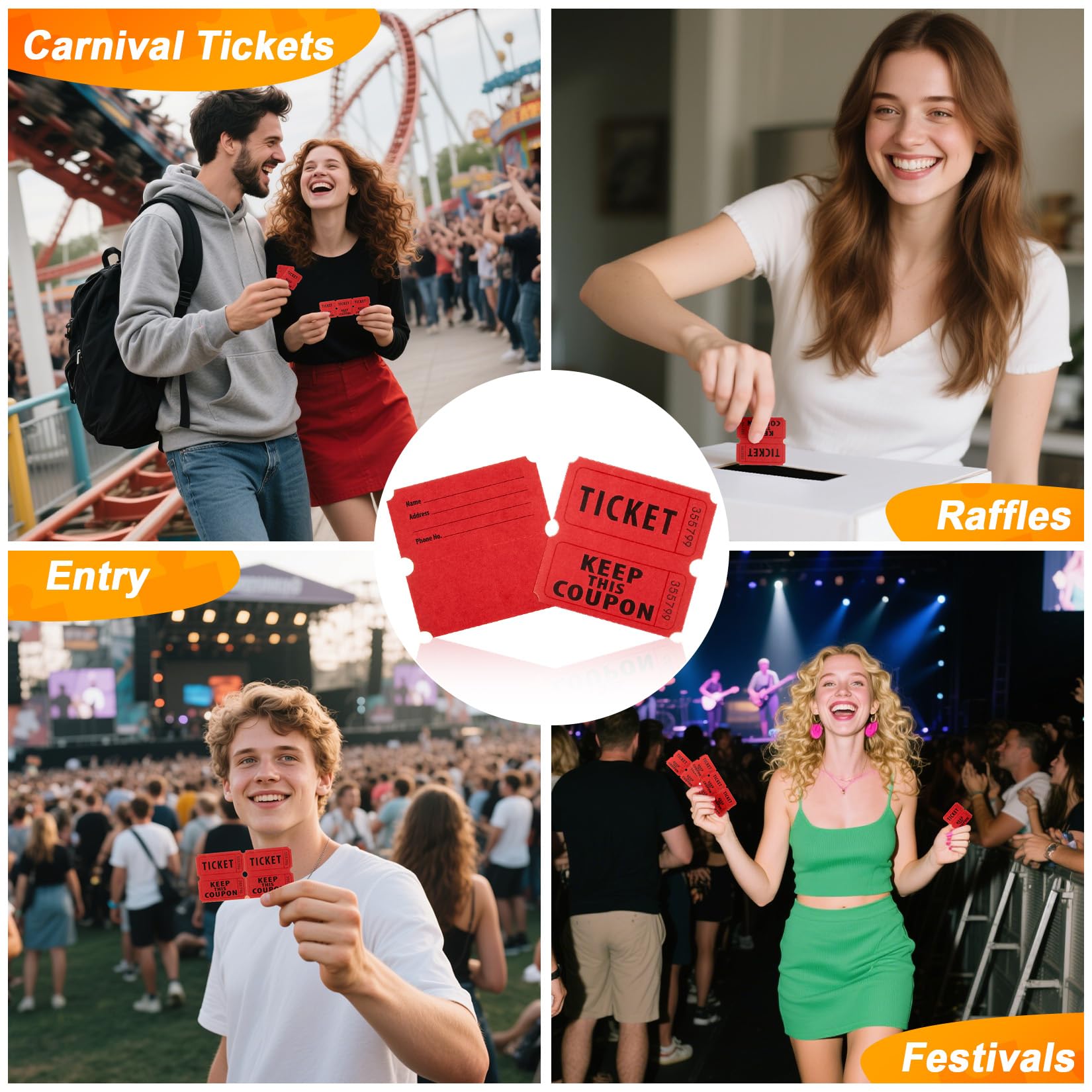Snapklik.com : 200PCS Double Roll Raffle Tickets - 50/50 Writable ...