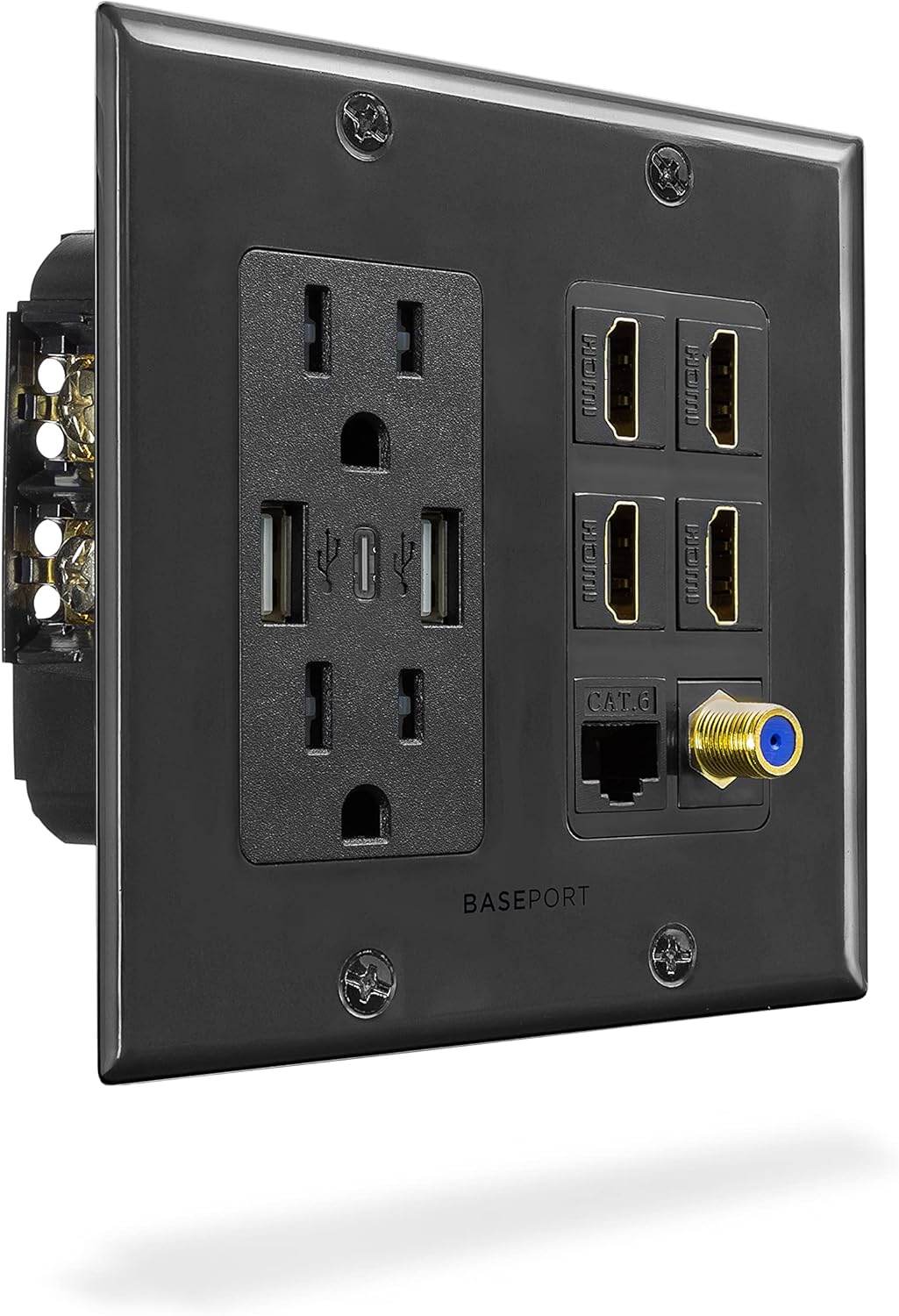 Amazon.com: Premium Media Wall Outlet | Dual 6.3A USB-A 2.0 Ports - 1 ...