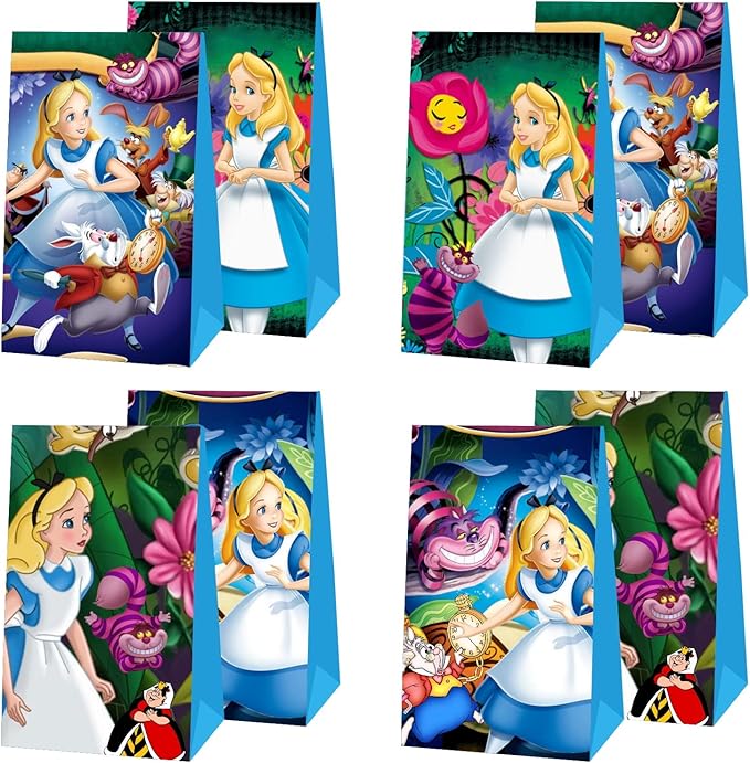 Amazon.com: EKIH 12pcs Alice in Wonderland Birthday Party Gift Bags ...