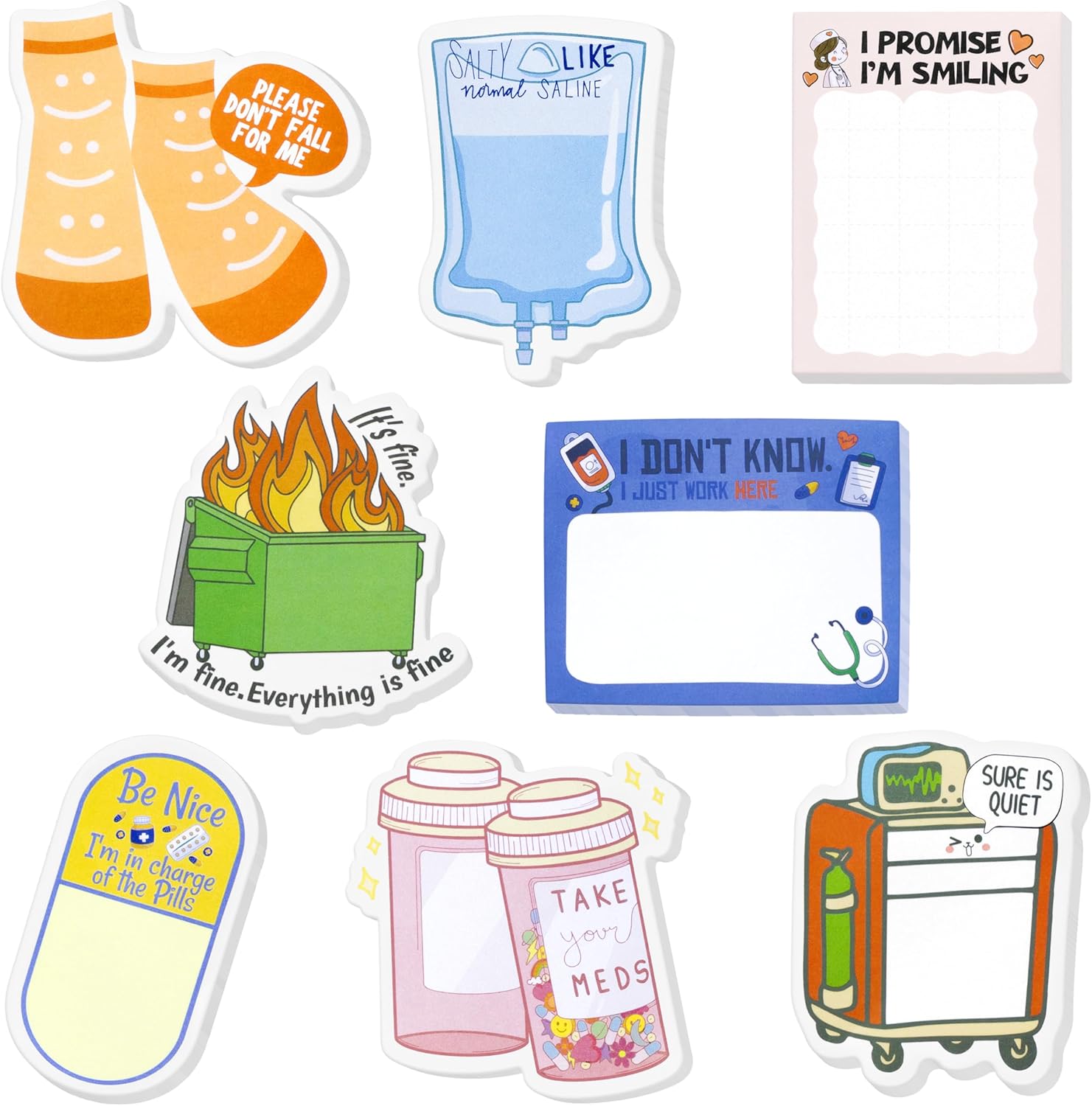 Amazon.com : 8 Pcs Funny Nurse Sticky Notes Doctors Medical Notepad ...